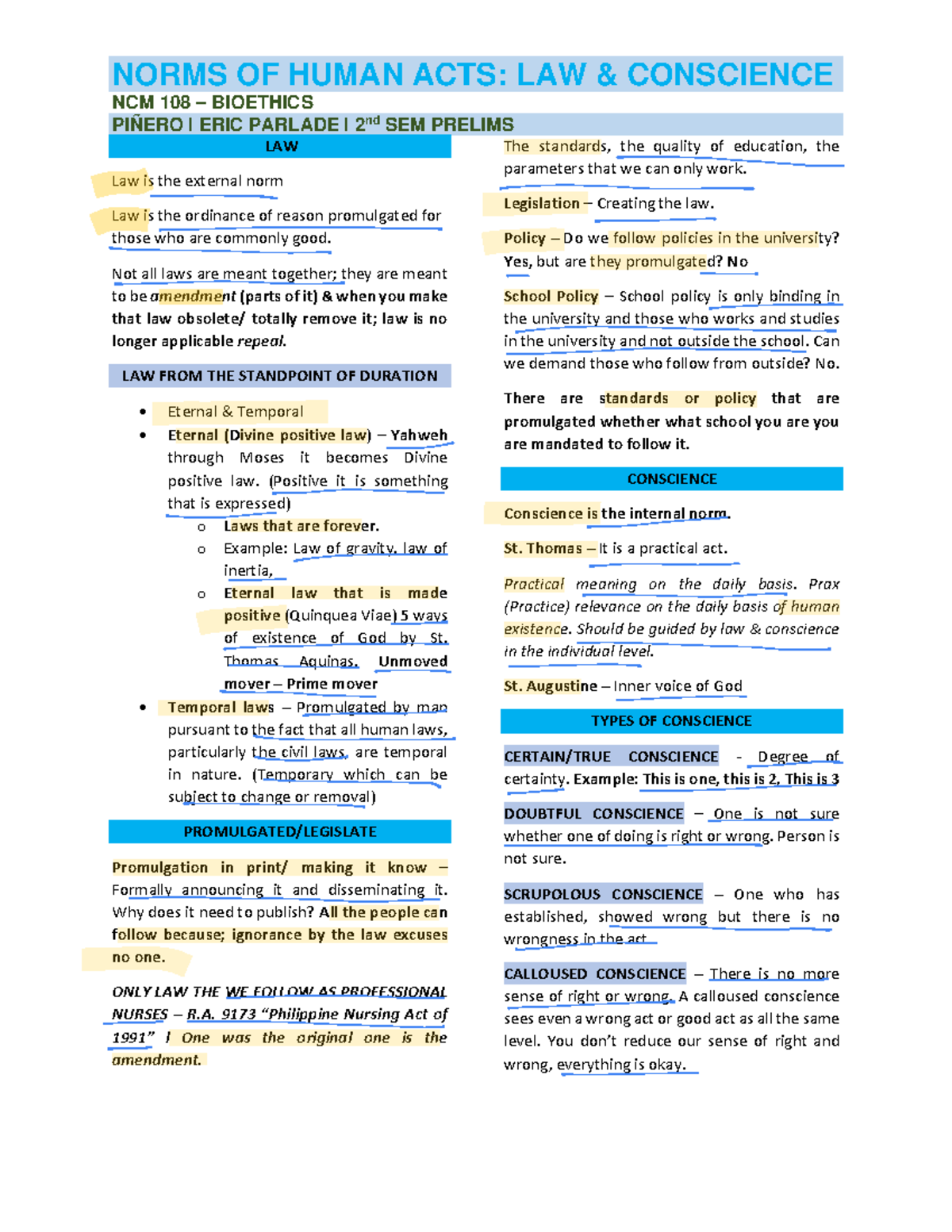Prelims-4 copy - Prelims - NORMS OF HUMAN ACTS: LAW & CONSCIENCE NCM ...