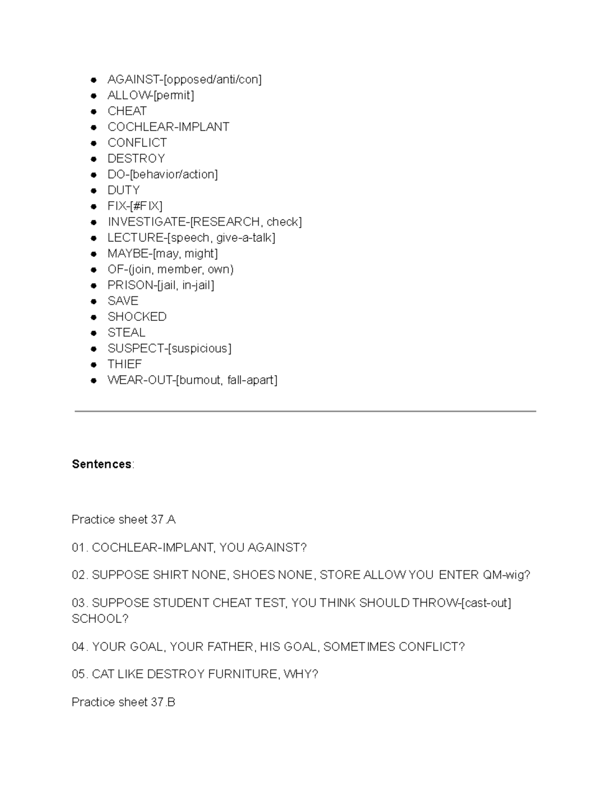 American Sign Language Vocab and Sentences Lesson 37 - AGAINST-[opposed ...
