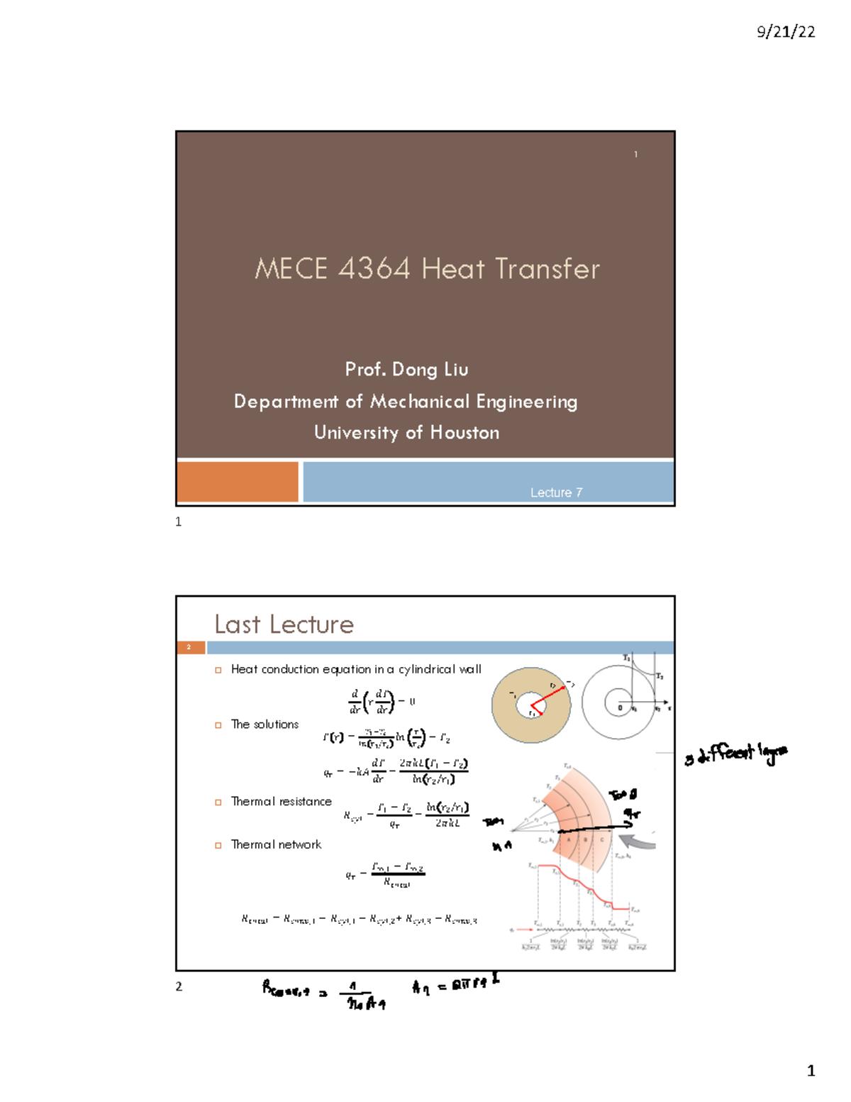 Lecture 9 Conduction with Internal Heat Generation - MECE 4364 Heat ...