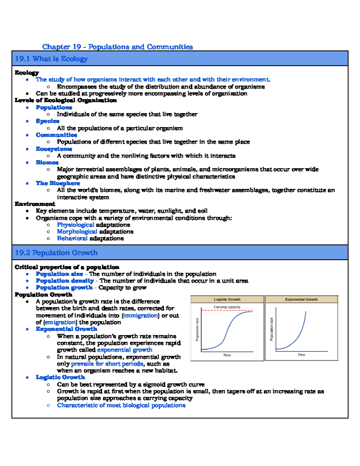 BIOL 100 Chapter 19 Notes - Populations and Communities - Chapter 19 ...