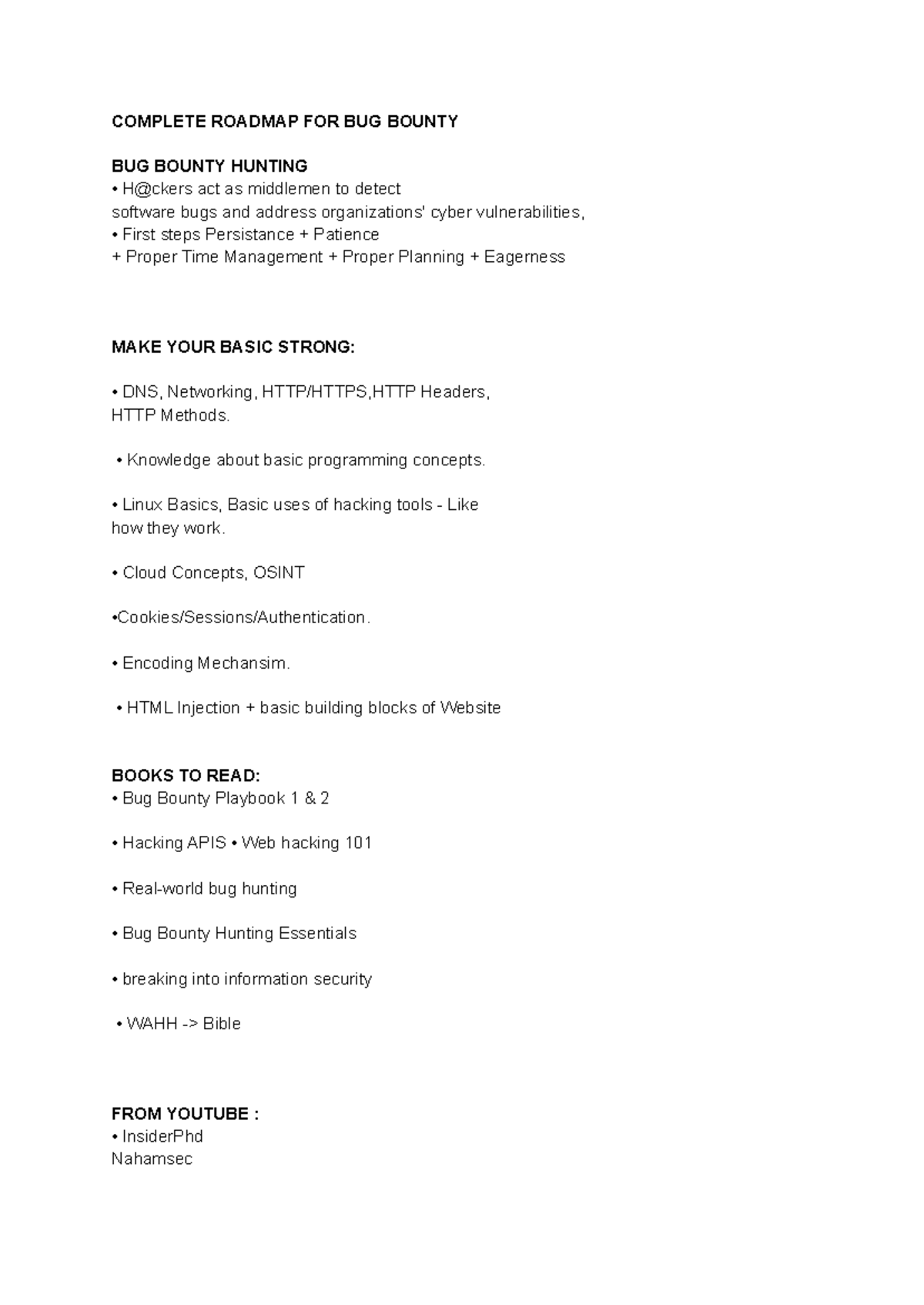 Complete Roadmap FOR BUG Bounty - COMPLETE ROADMAP FOR BUG BOUNTY BUG ...