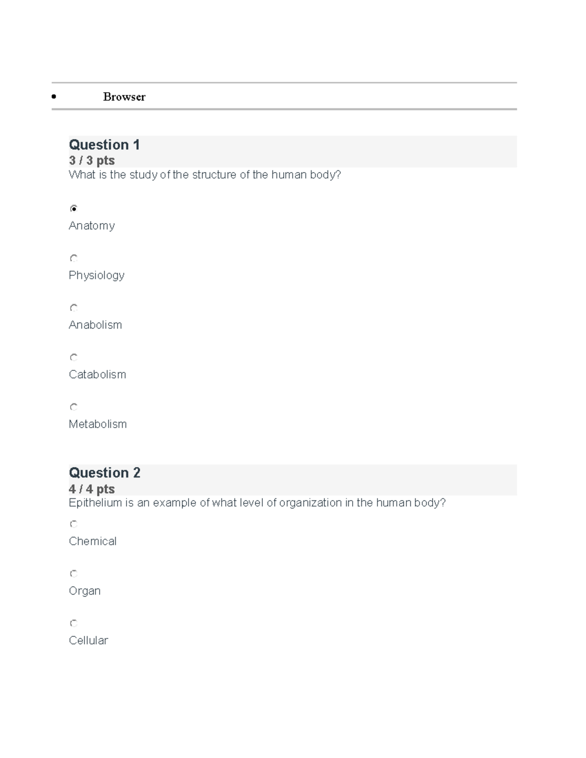 Modul 1 Exam Questions - Notes - Browser Question 1 3 / 3 pts What is ...