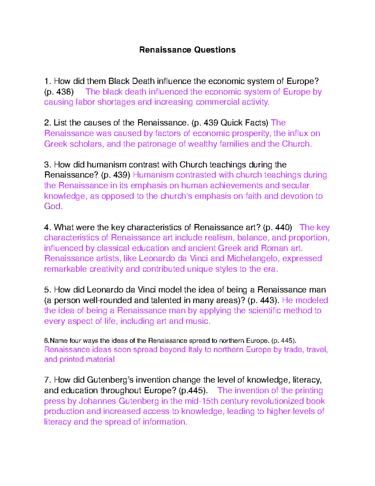 Renaissance+Questions - Renaissance Questions How did them Black Death ...