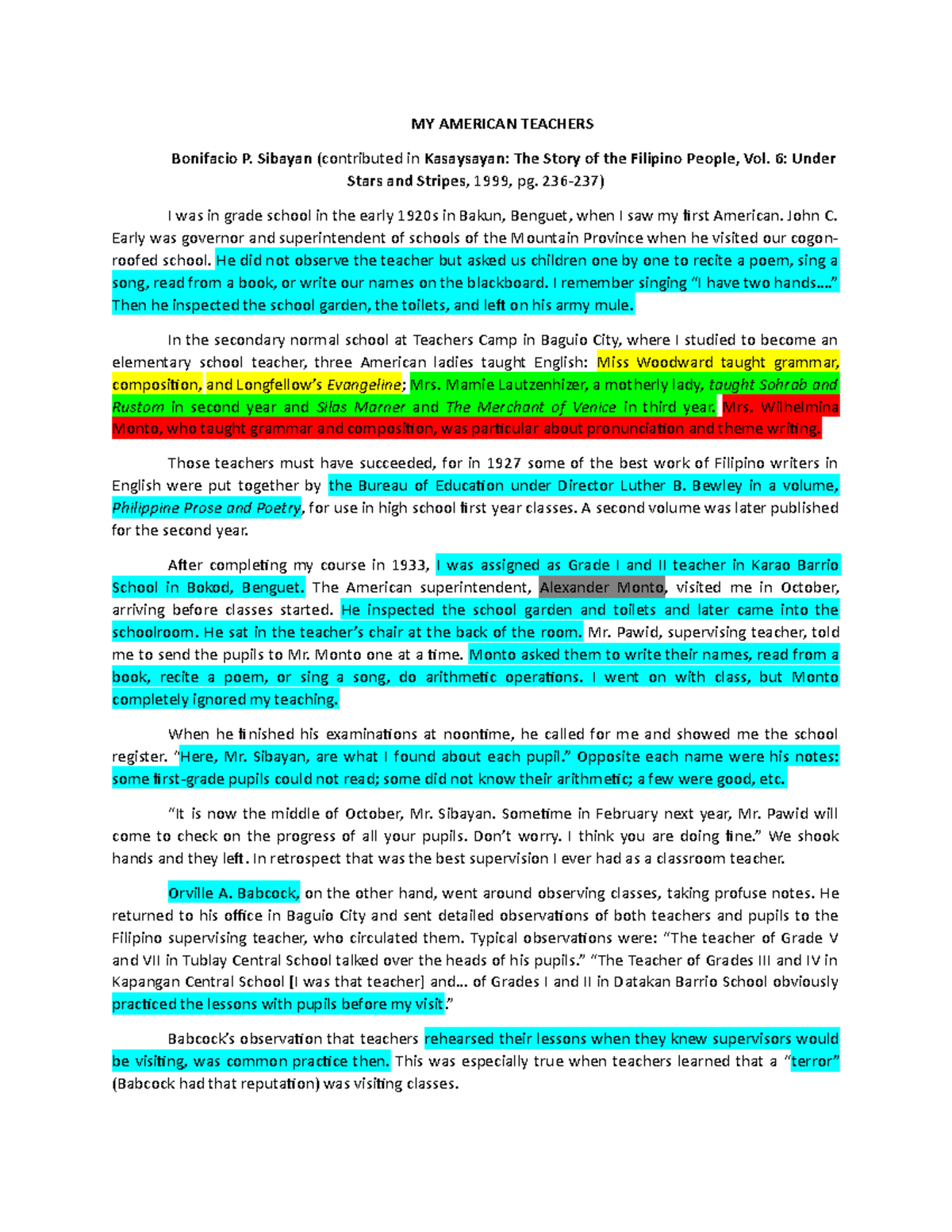 20 - this is a copy for the activity 5 story - MY AMERICAN TEACHERS ...