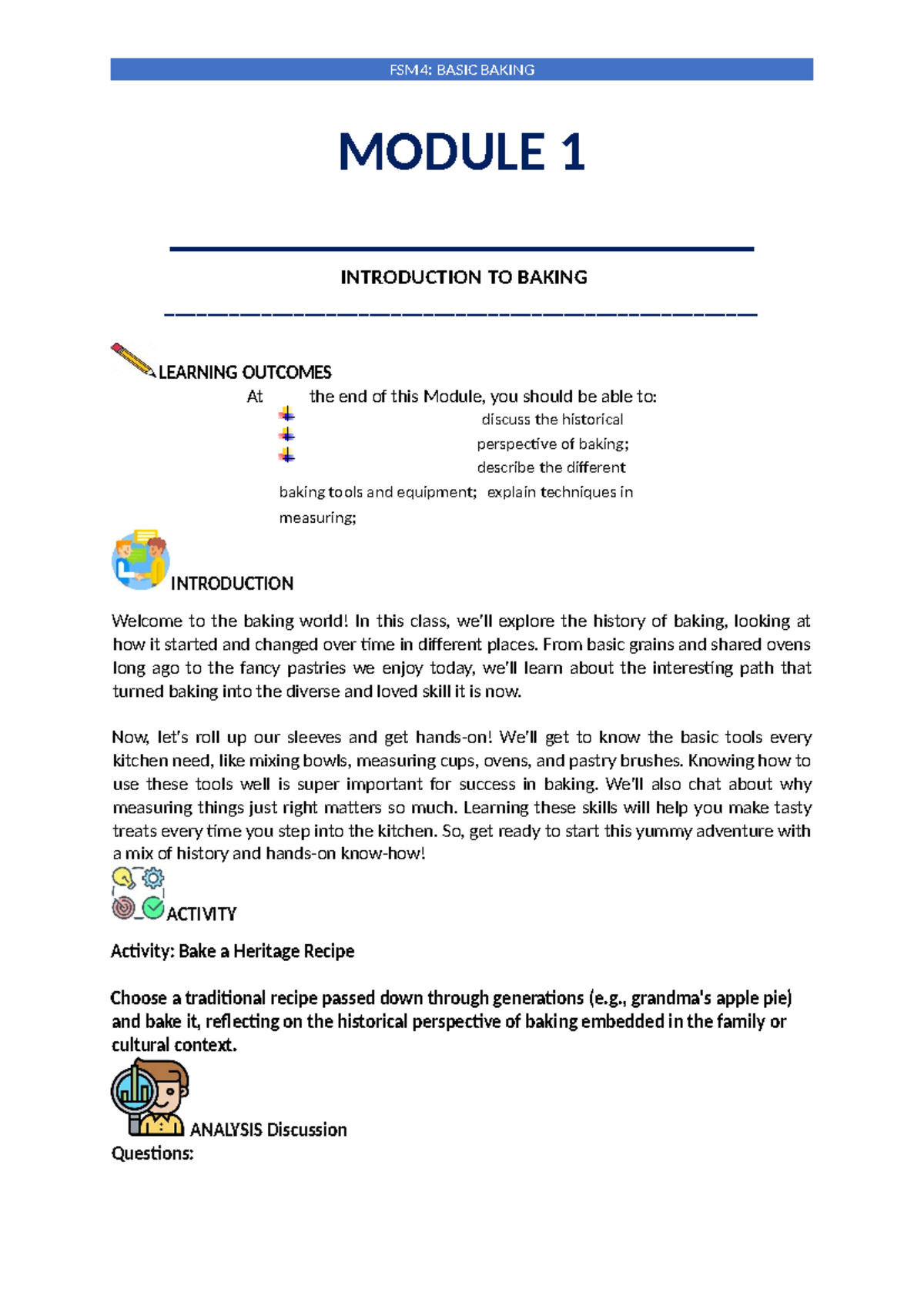 Introduction-to-Baking - MODULE 1 _____________________ INTRODUCTION TO ...