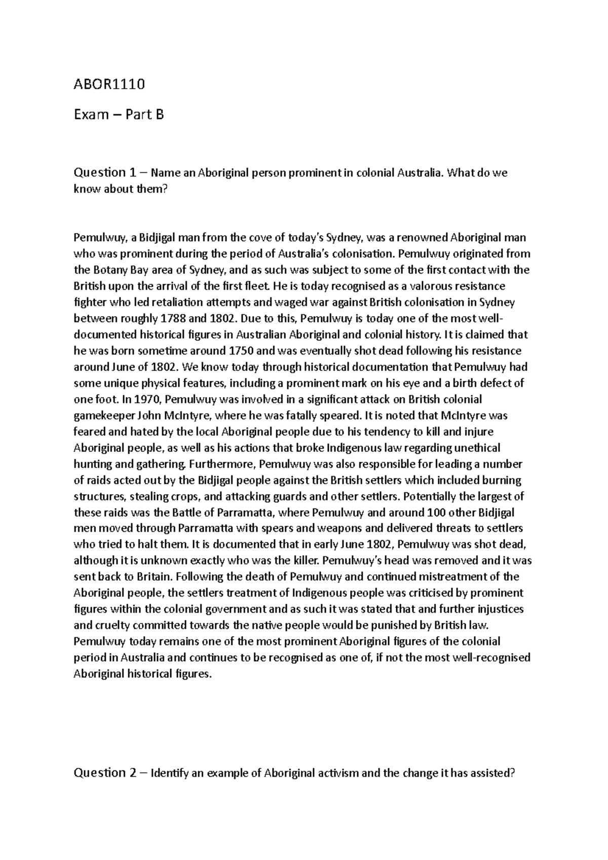 Major Exam Short Answer - ABOR Exam – Part B Question 1 – Name an ...