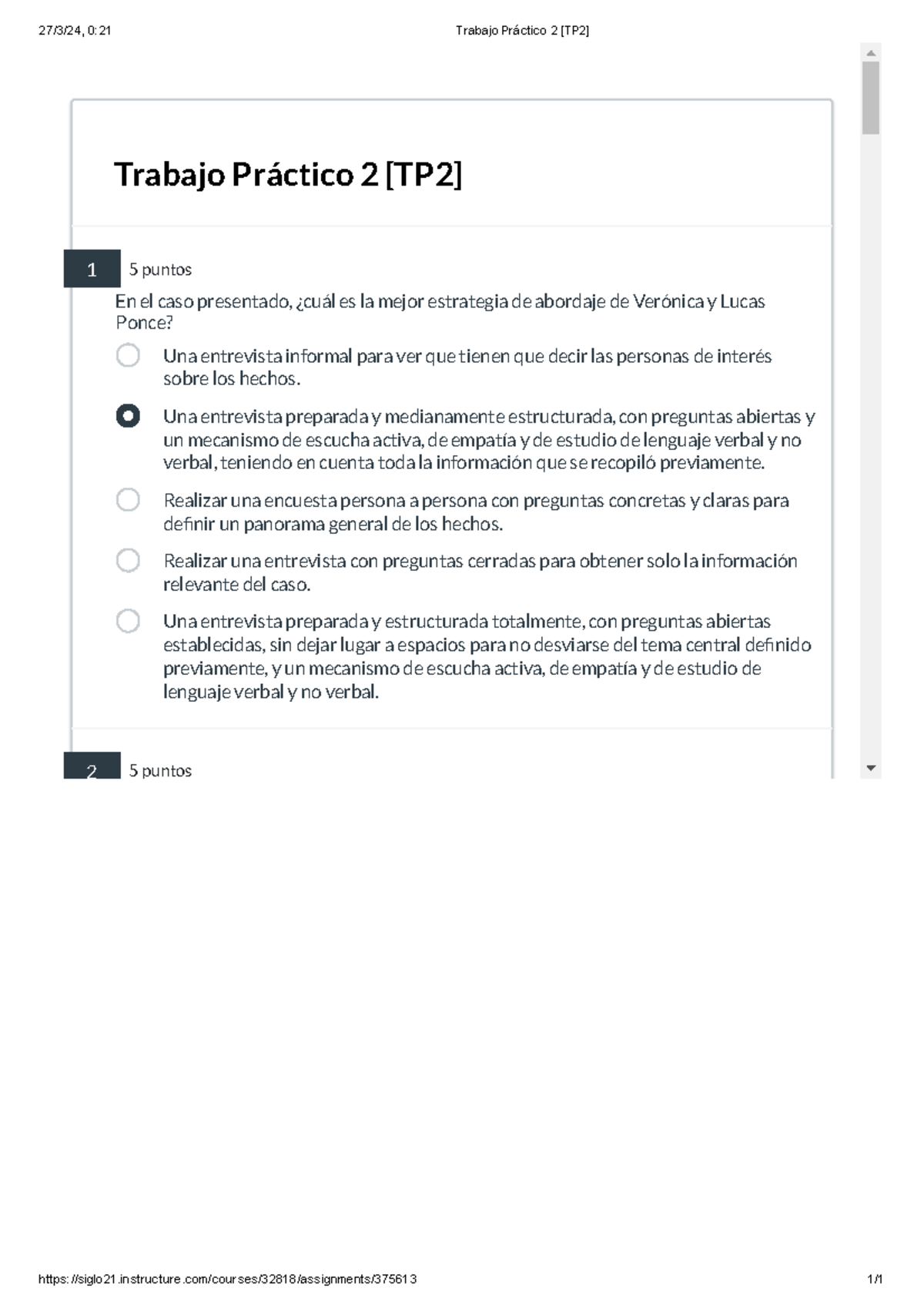 Trabajo Práctico 2 [TP2] 100% - 27/3/24, 0:21 Trabajo Práctico 2 [TP2] - Studocu