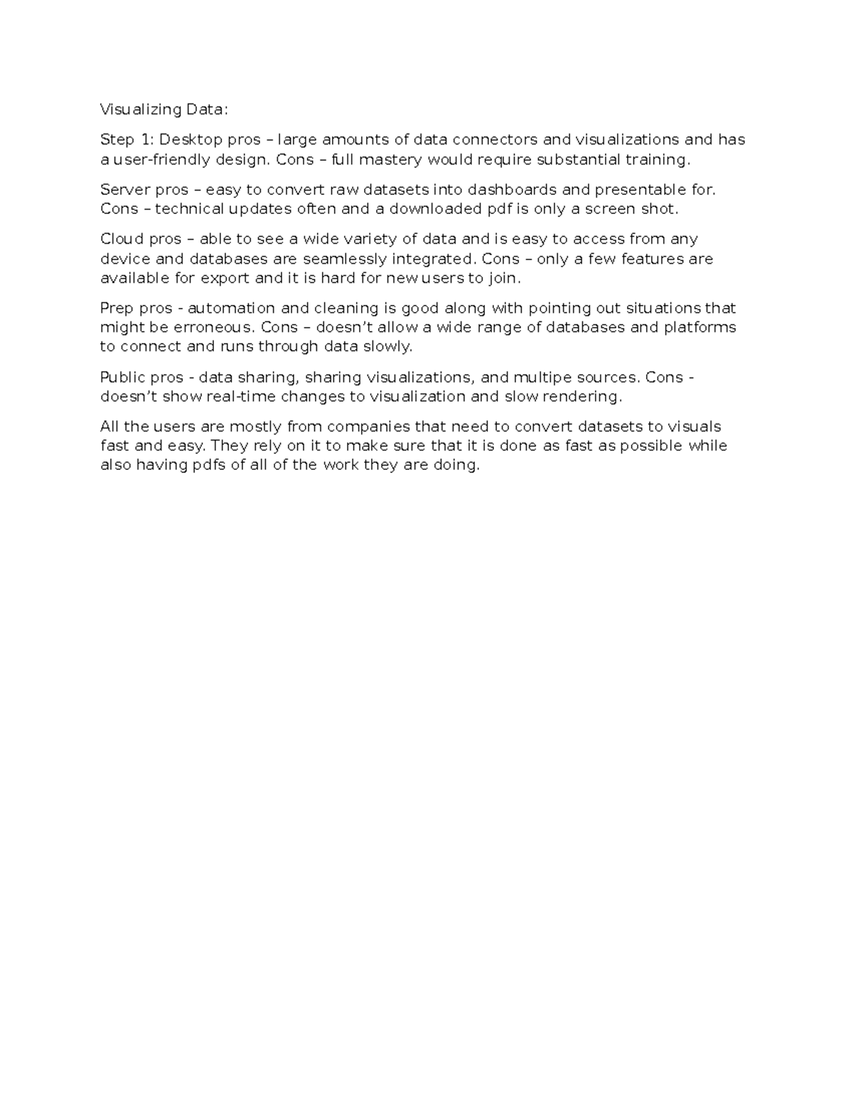 Visualizing Data - throughotu - Visualizing Data: Step 1: Desktop pros ...