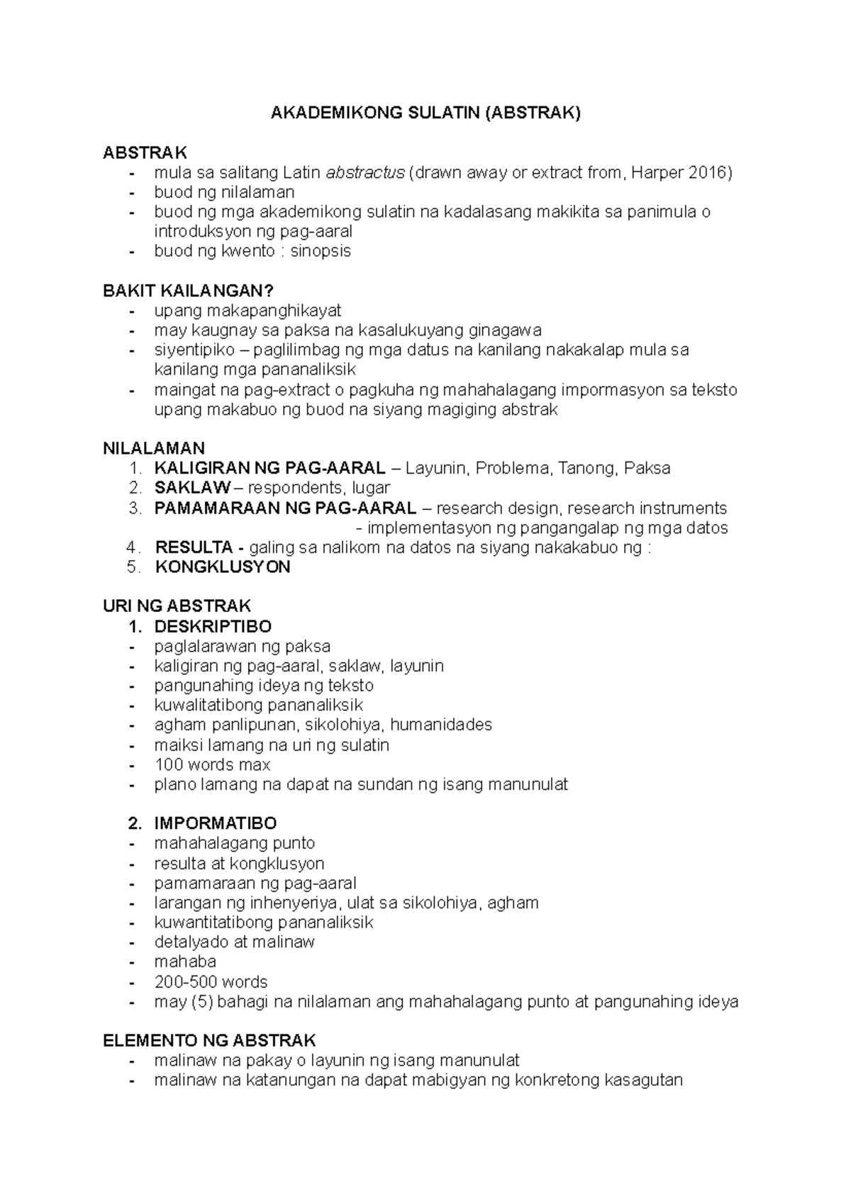 Abstrak notes - AKADEMIK - AKADEMIKONG SULATIN (ABSTRAK) ABSTRAK - mula ...