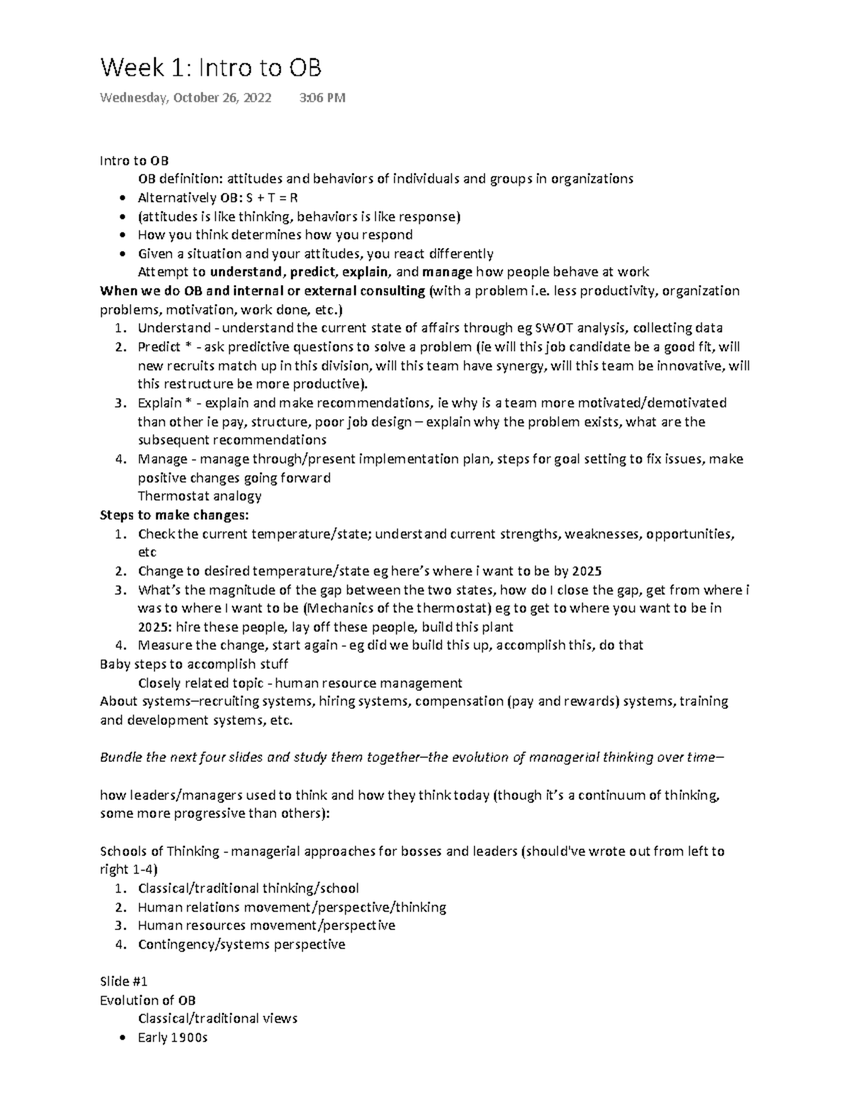 Week 1 - Notes made during the lecture and then formatted later. By ...