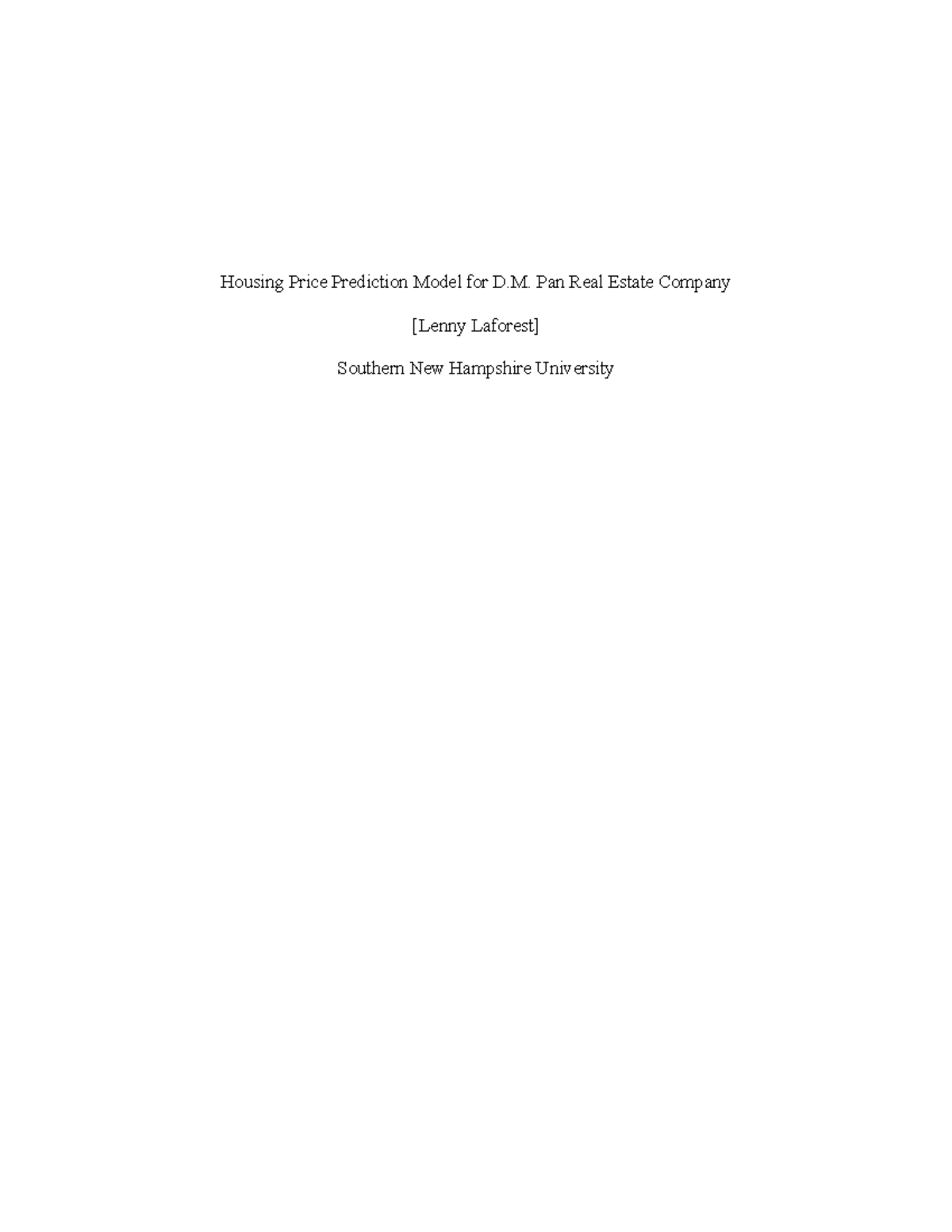 MAT 240 Module Three Assignment Template - Housing Price Prediction ...