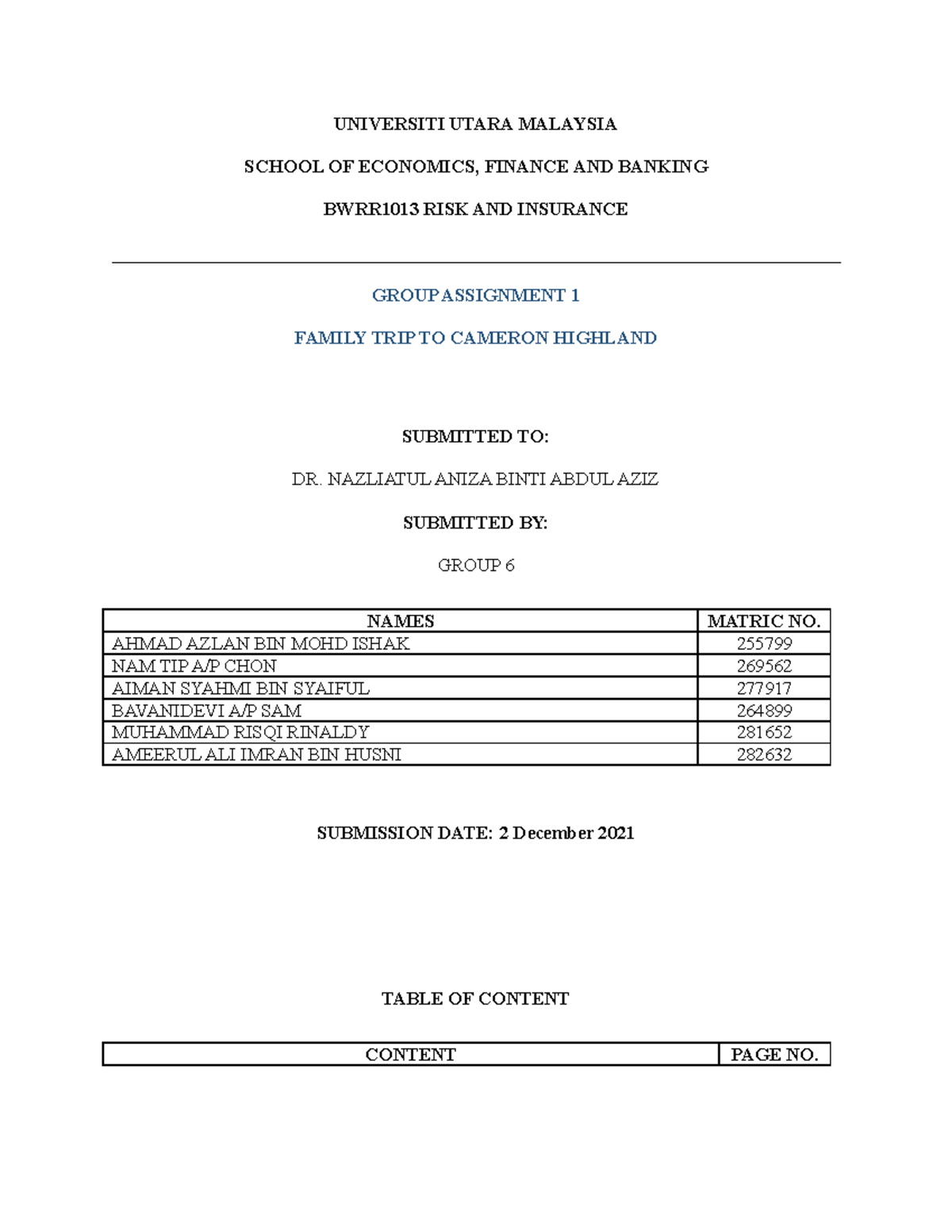 Assignment 1 Universiti Utara Malaysia School Of Economics Finance