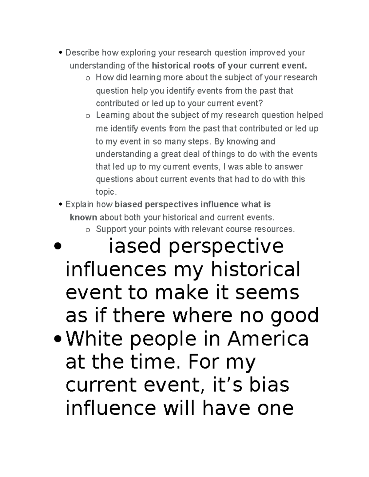 5 history - nnothing - Describe how exploring your research question ...