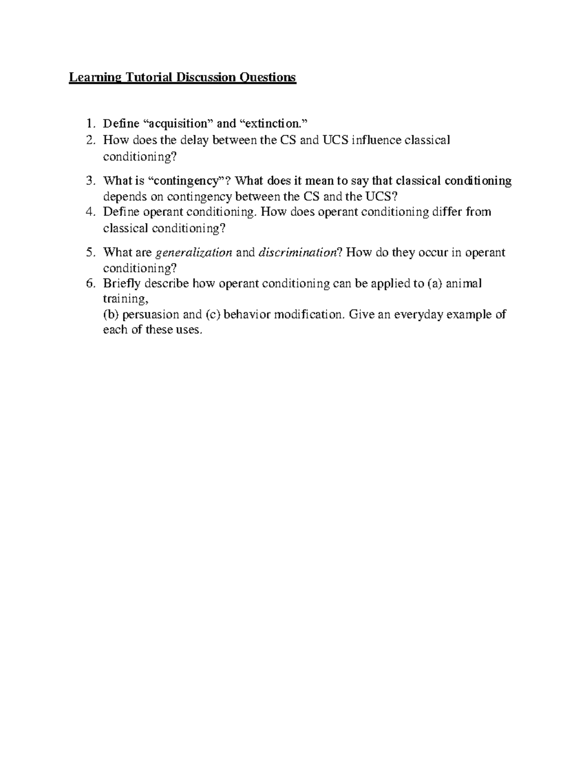Learnig Tutorial Discussion Questions - Learning Tutorial Discussion ...