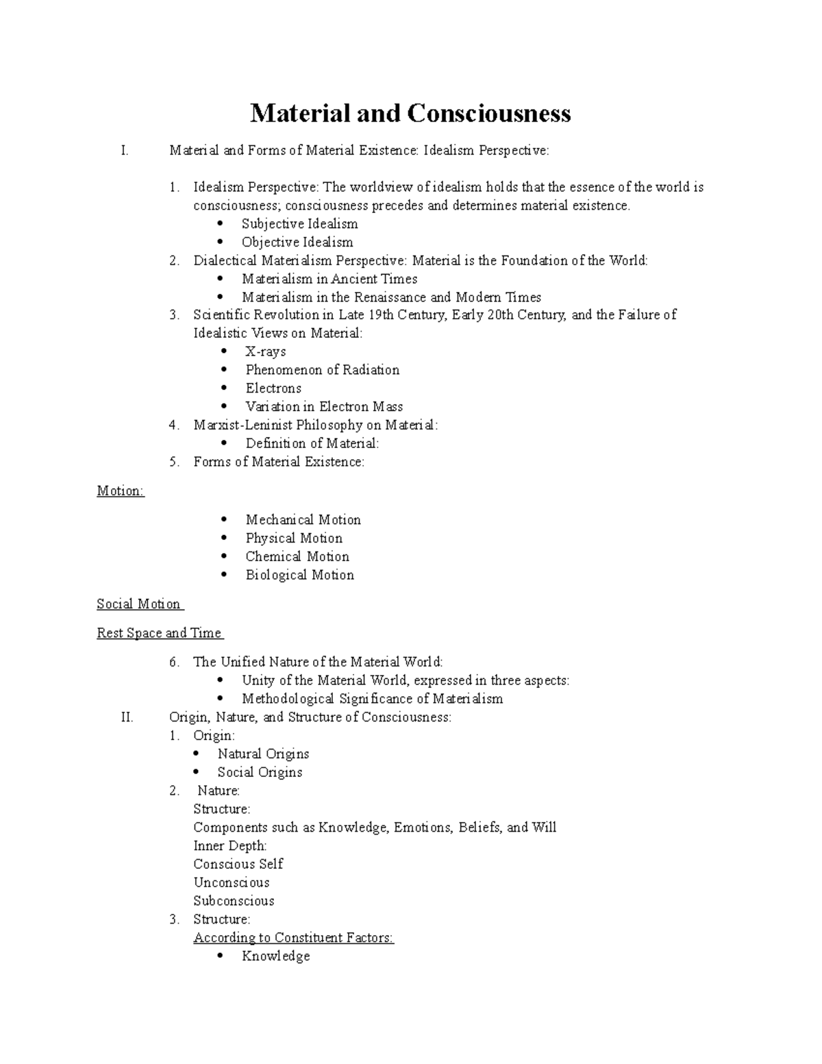 Material and Consciousness - Material and Forms of Material Existence ...