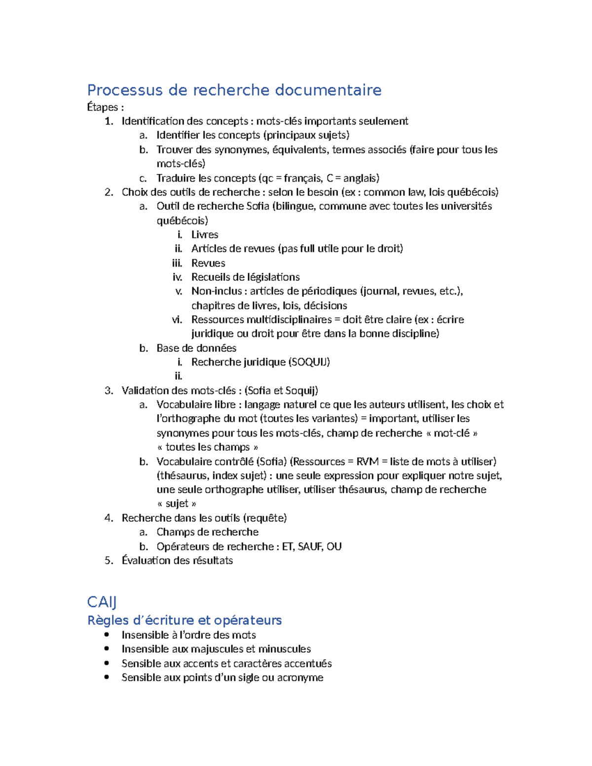 Recherche documentaire en droit - Processus de recherche documentaire ...