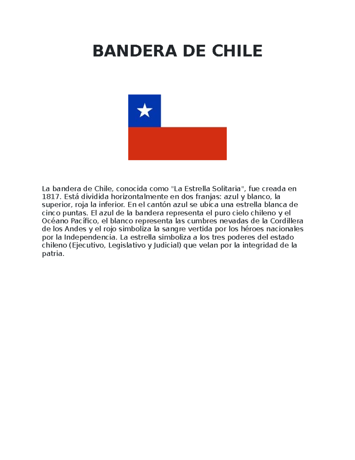 Bandera DE Chile - General Information - BANDERA DE CHILE La bandera de ...