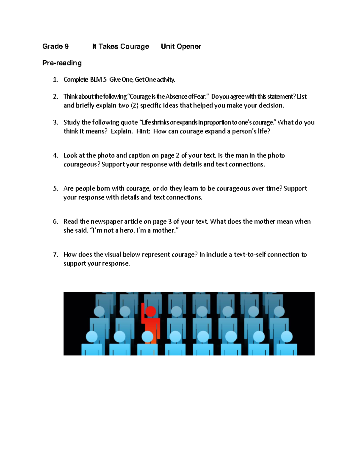 Nelson 9 unit 1 it takes courage 2015 r - Grade 9 It Takes Courage Unit ...