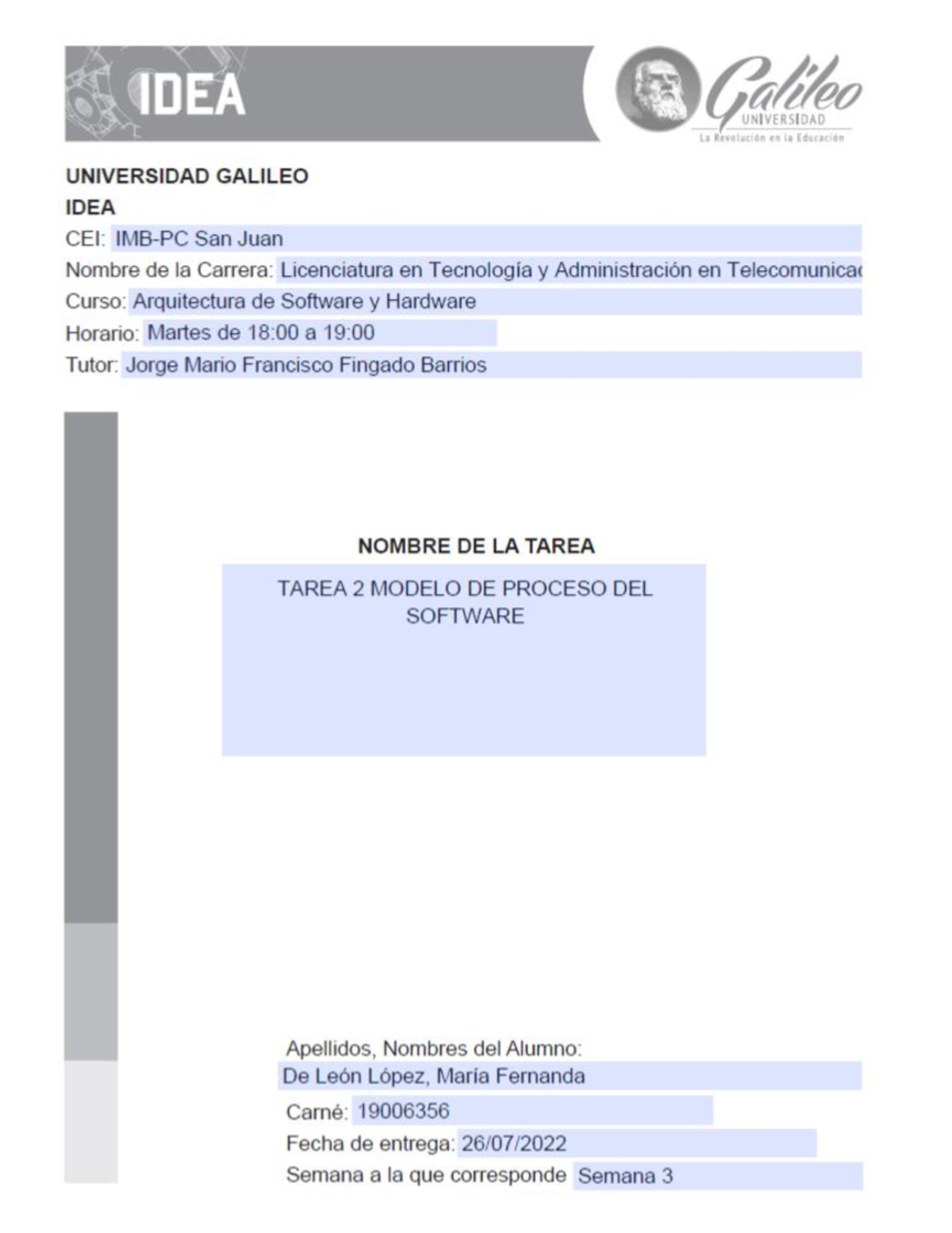 Tarea 2 Arqui - Contenido Introducción Objetivos Modelo de proceso del software ...