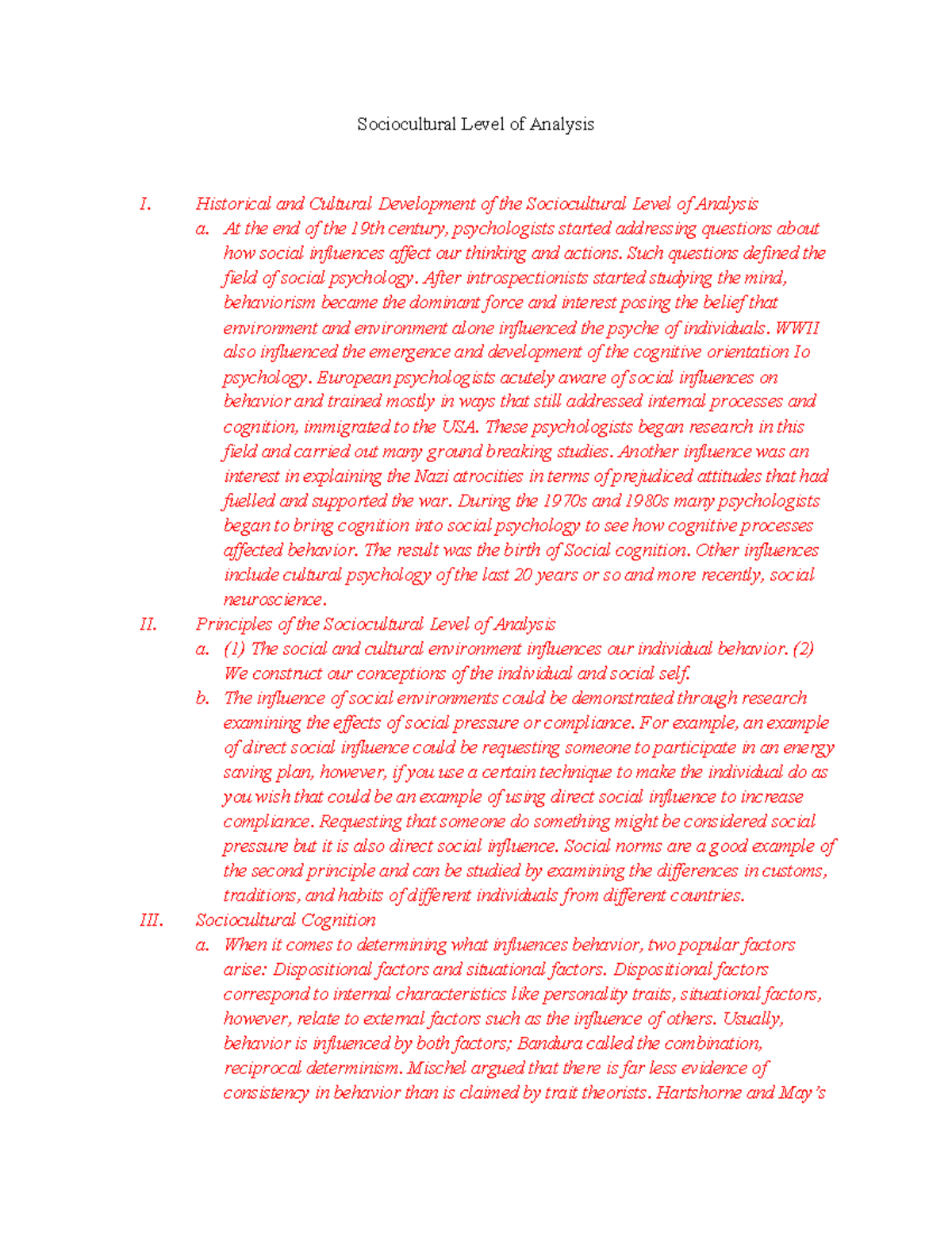 Sociocultural-Level-of-Analysis IBDP - Sociocultural Level of Analysis ...