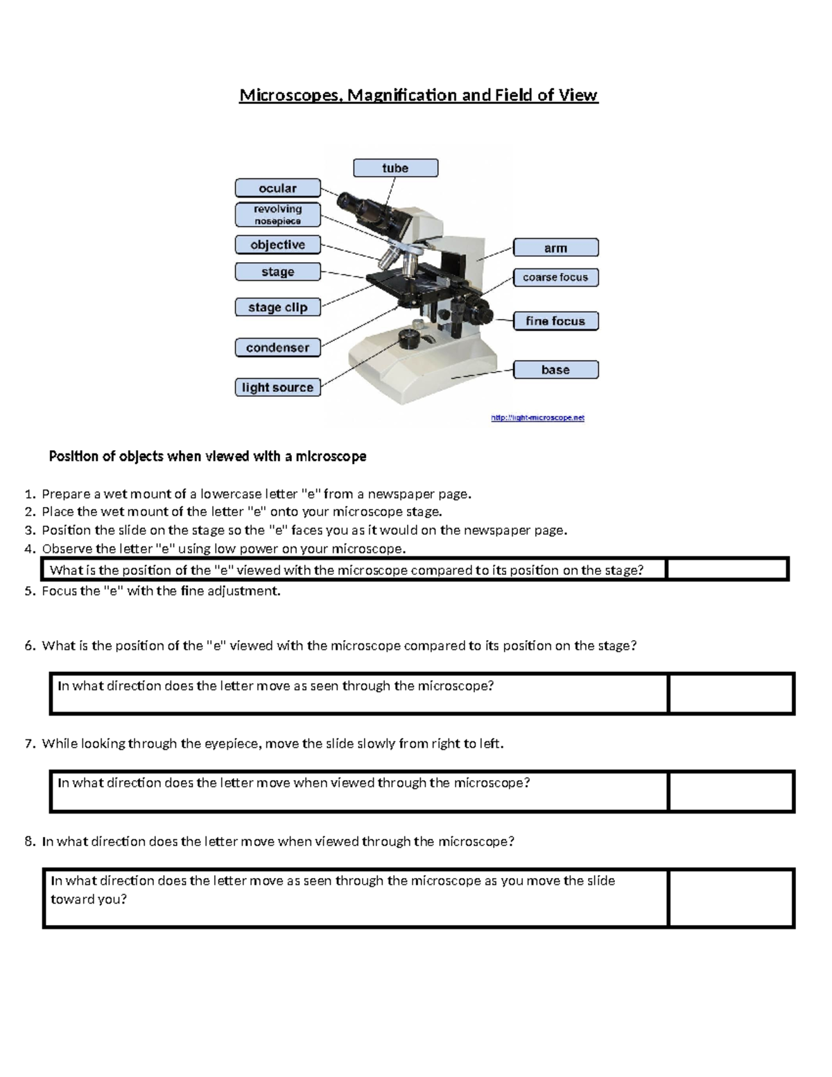 Magnification and field of view - Microscopes, Magnification and Field ...