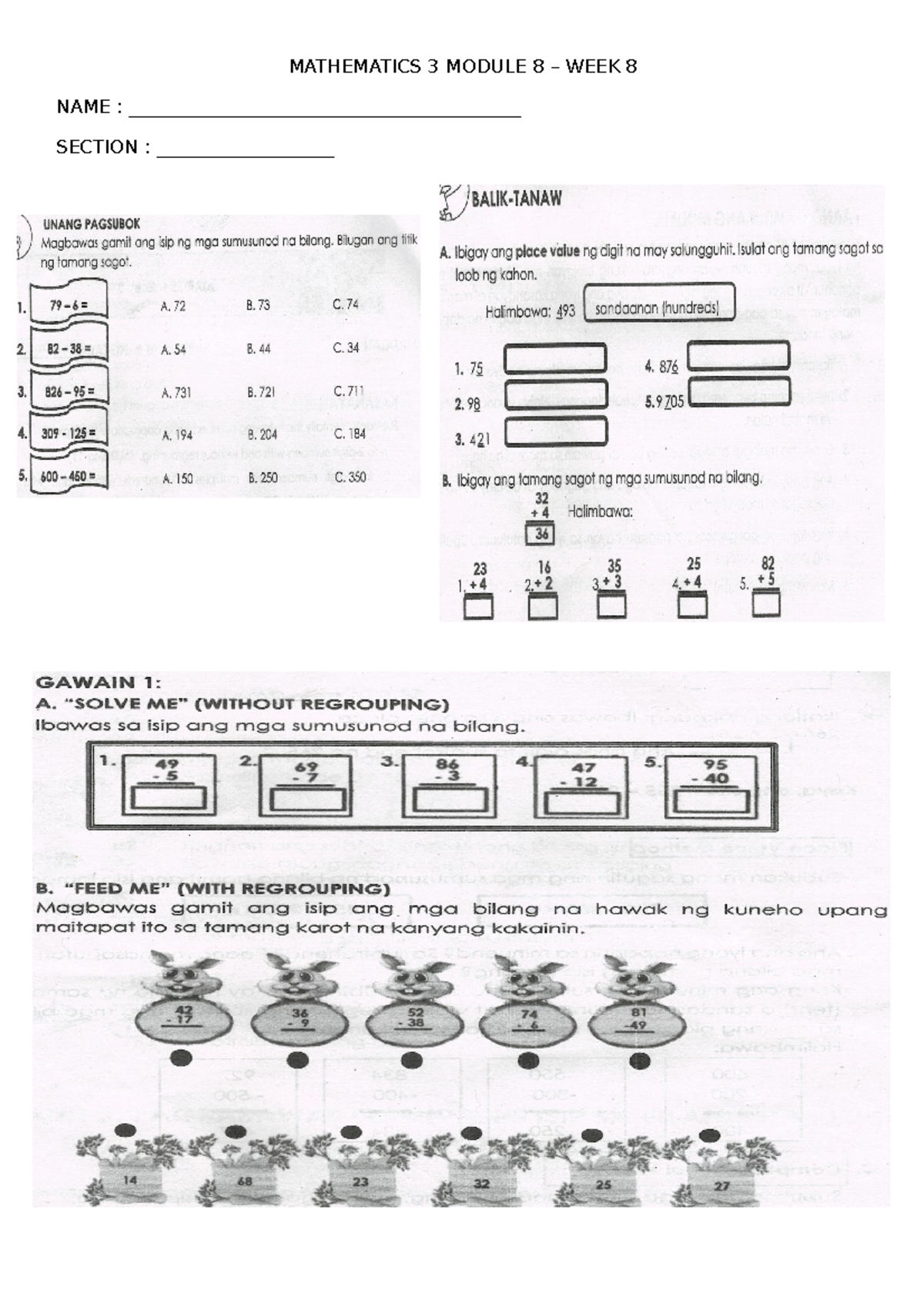 MATH-3 WEEK-8 Answer- Sheet - Economics - MATHEMATICS 3 MODULE 8 – WEEK ...