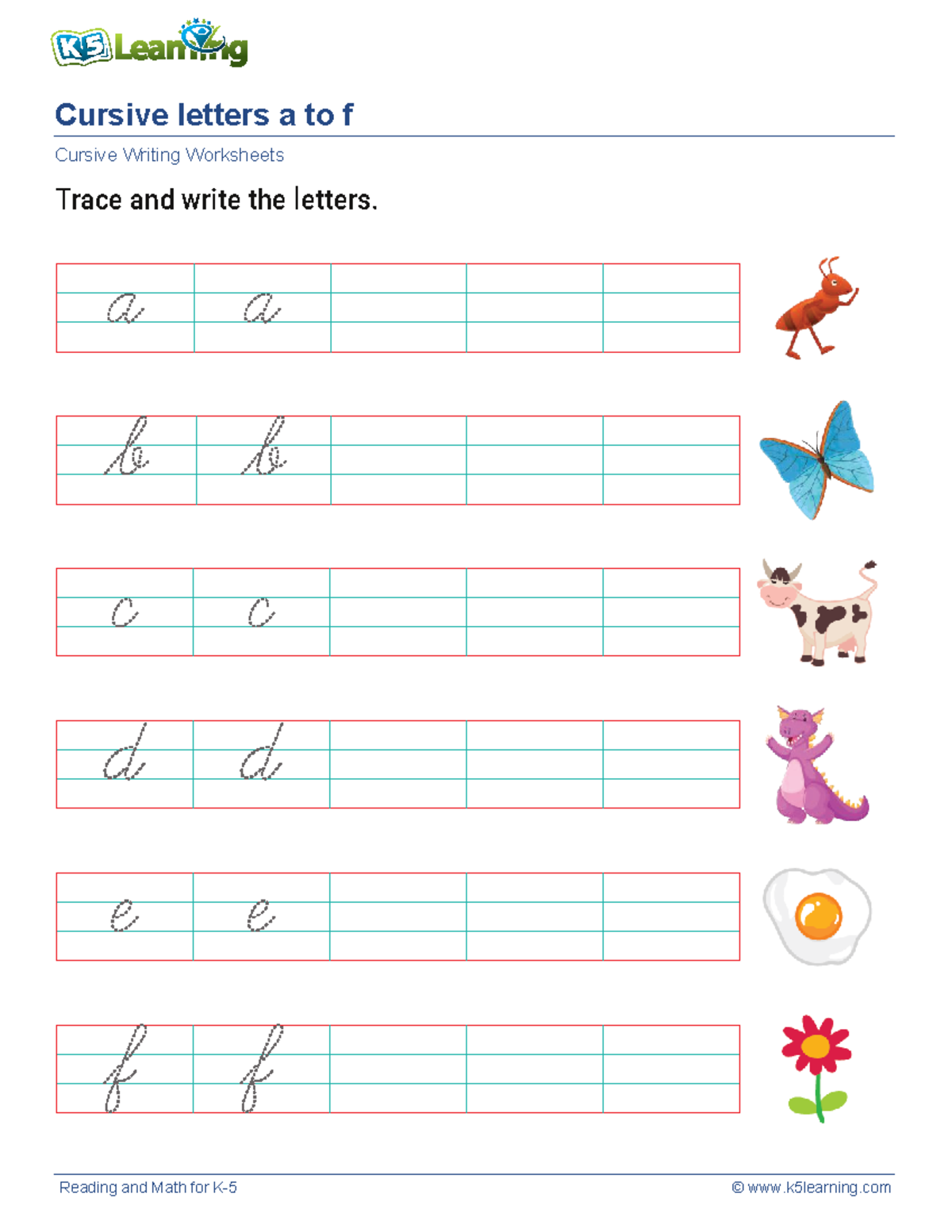 Cursive a f lowercase - Bachelor of Secondary Education - Trace and ...