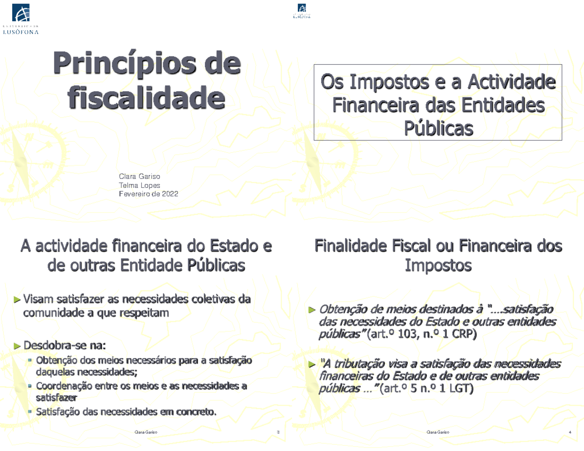 Principios da Fiscalidade - Princípios de fiscalidade Clara Gariso ...