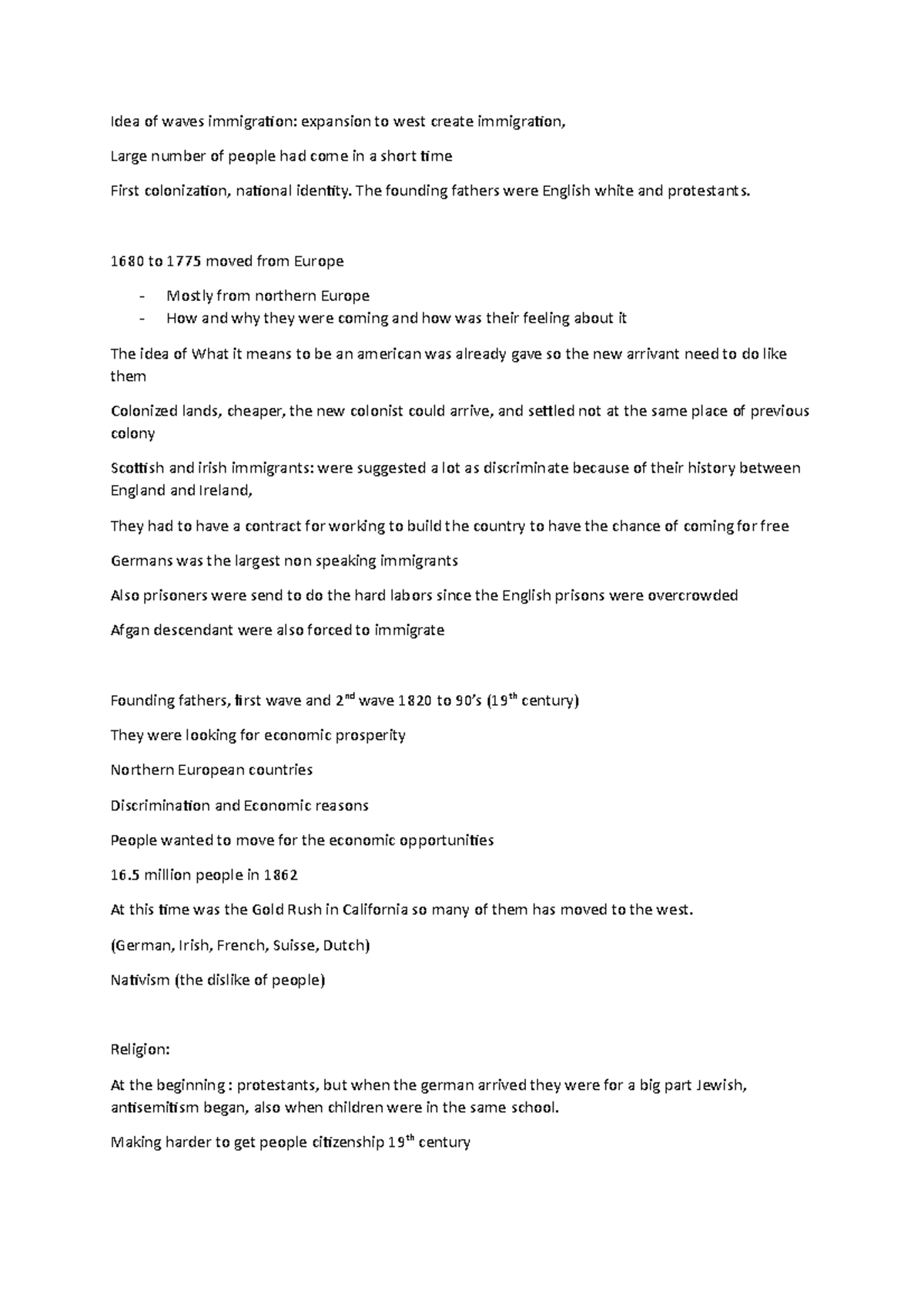 Immigrations - Notes de cours 1 - Idea of waves immigration: expansion ...