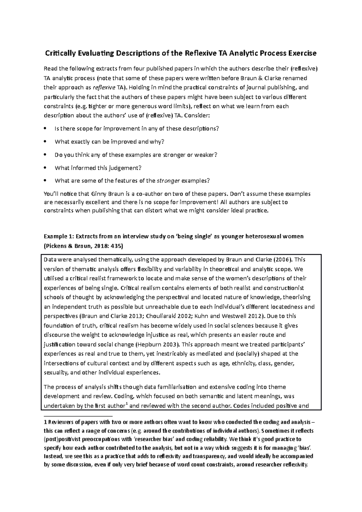 Week 10 Describing thematic analysis process - Critically Evaluating ...