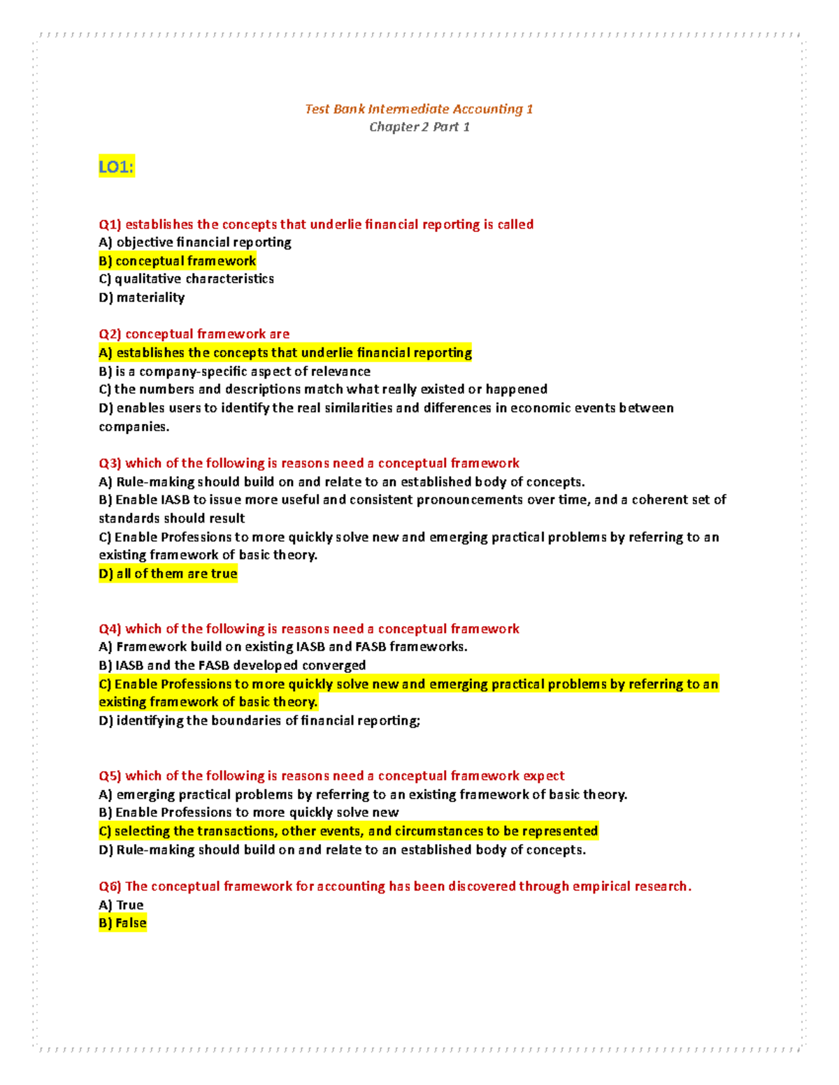 Ilide - 26 questions on intermediate accounting 1 theories - Test Bank ...
