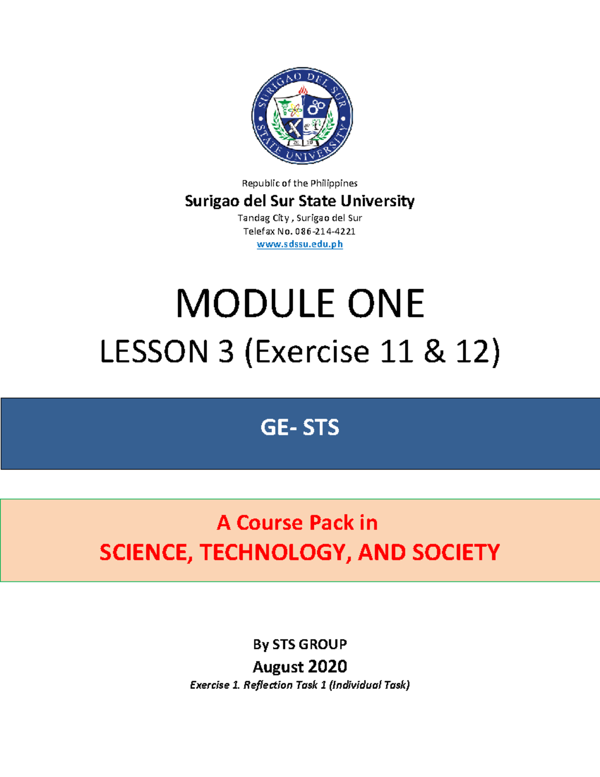 Module 1 - Lesson 3 (Excercise 11 & 12 - Republic of the Philippines ...