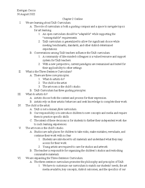 Chapter 5 Outline - Kerrigan Ceccio 18 September 2022 Chapter 5 Outline ...