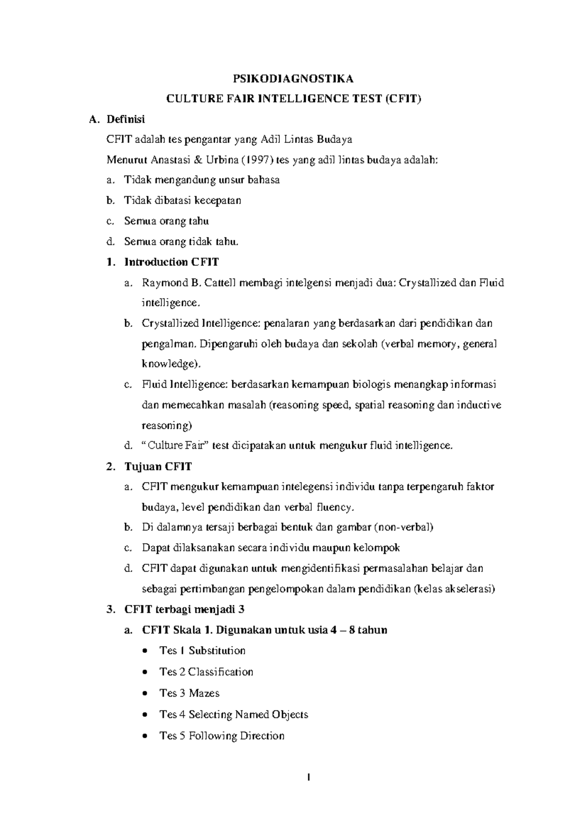Psikodiagnostika 2 - A. Definisi PSIKODIAGNOSTIKA CULTURE FAIR ...