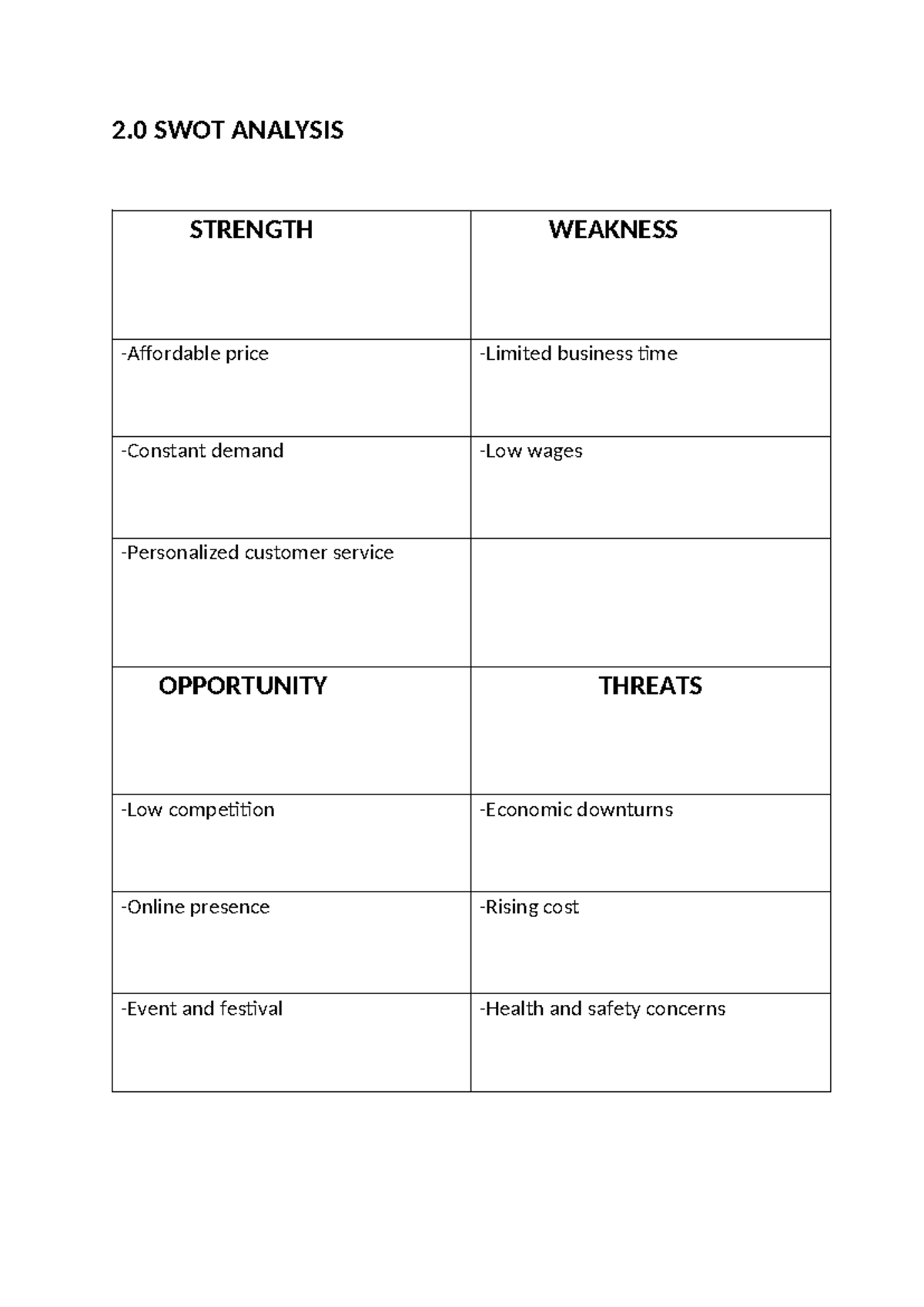 Swot - swot for business - Financial Accounting - 2 SWOT ANALYSIS ...