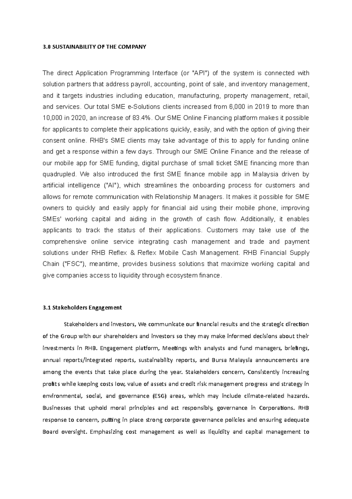 ADM 351 CSR AZMI - Hwhshshshshshhs - 3 SUSTAINABILITY OF THE COMPANY ...