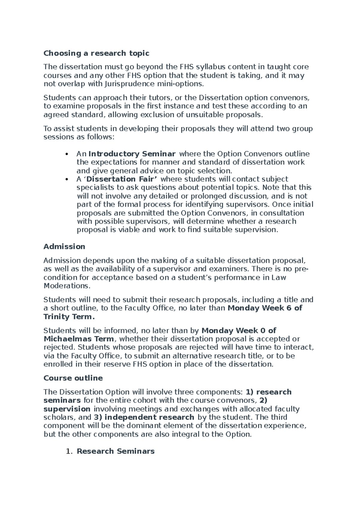 Overview of Dissertation Option - Choosing a research topic The ...