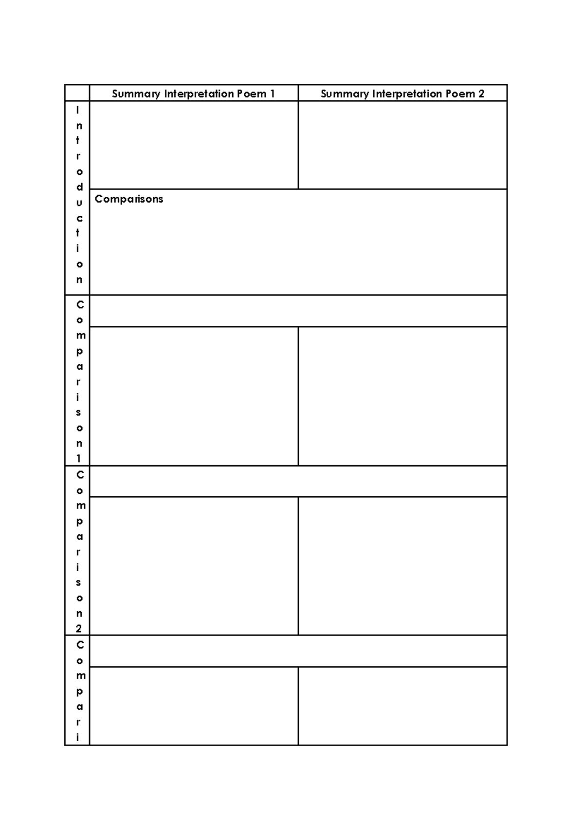 [Template] Poetry Comparison Planning Sheet blank - 334Z0029 - Summary ...