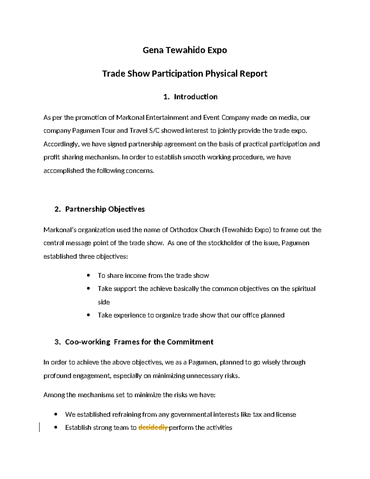 Physical Report Gena Tewahido Expo - Gena Tewahido Expo Trade Show ...