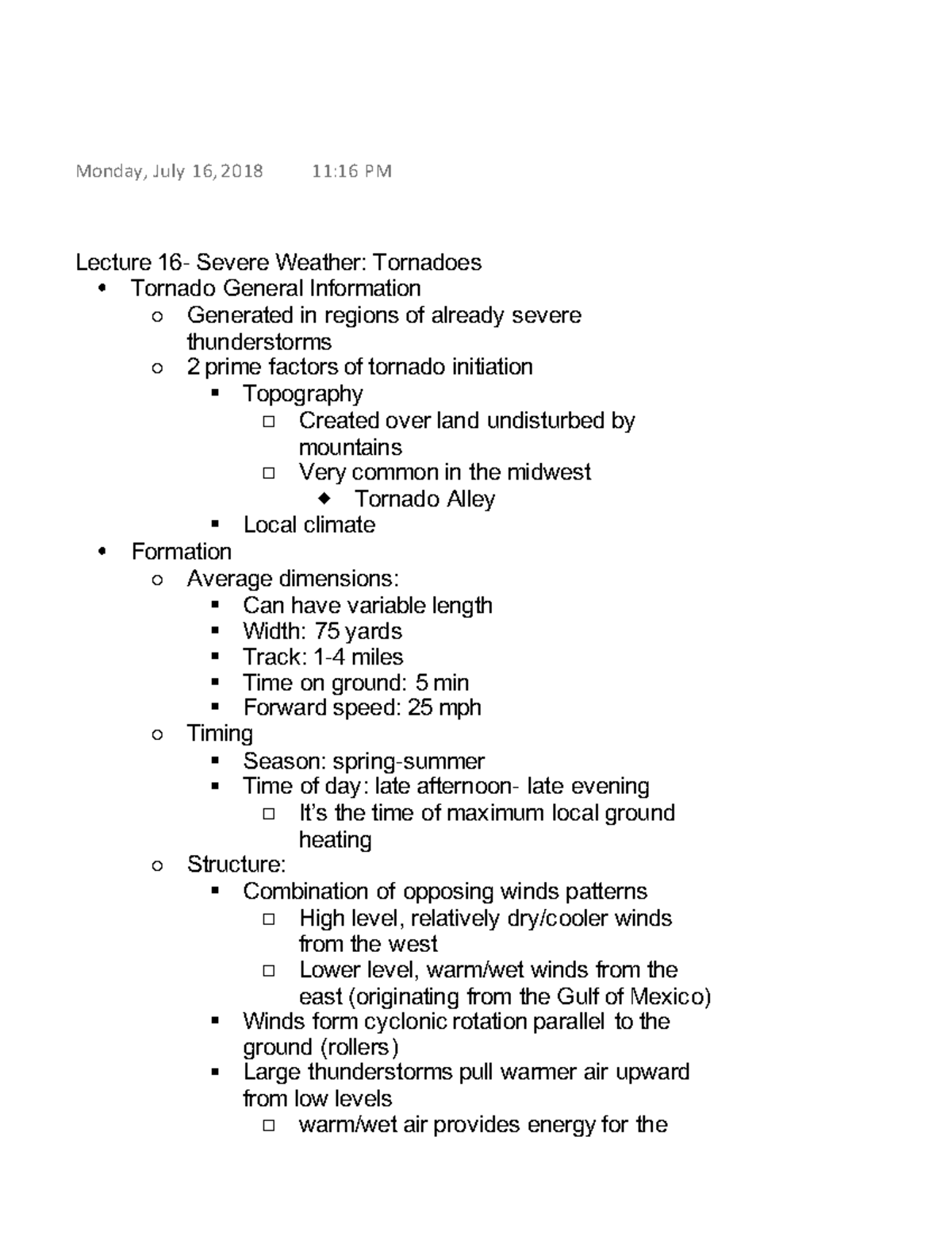 Lecture 16- Severe Weather Tornadoes - Lecture 16-Severe Weather ...