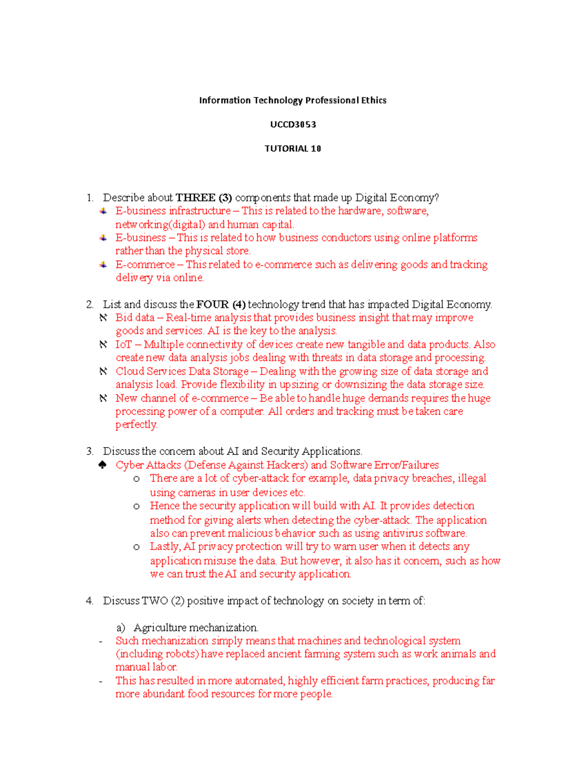 Tutorial 10 - UCCD3053 Information Technology Professional Ethics ...
