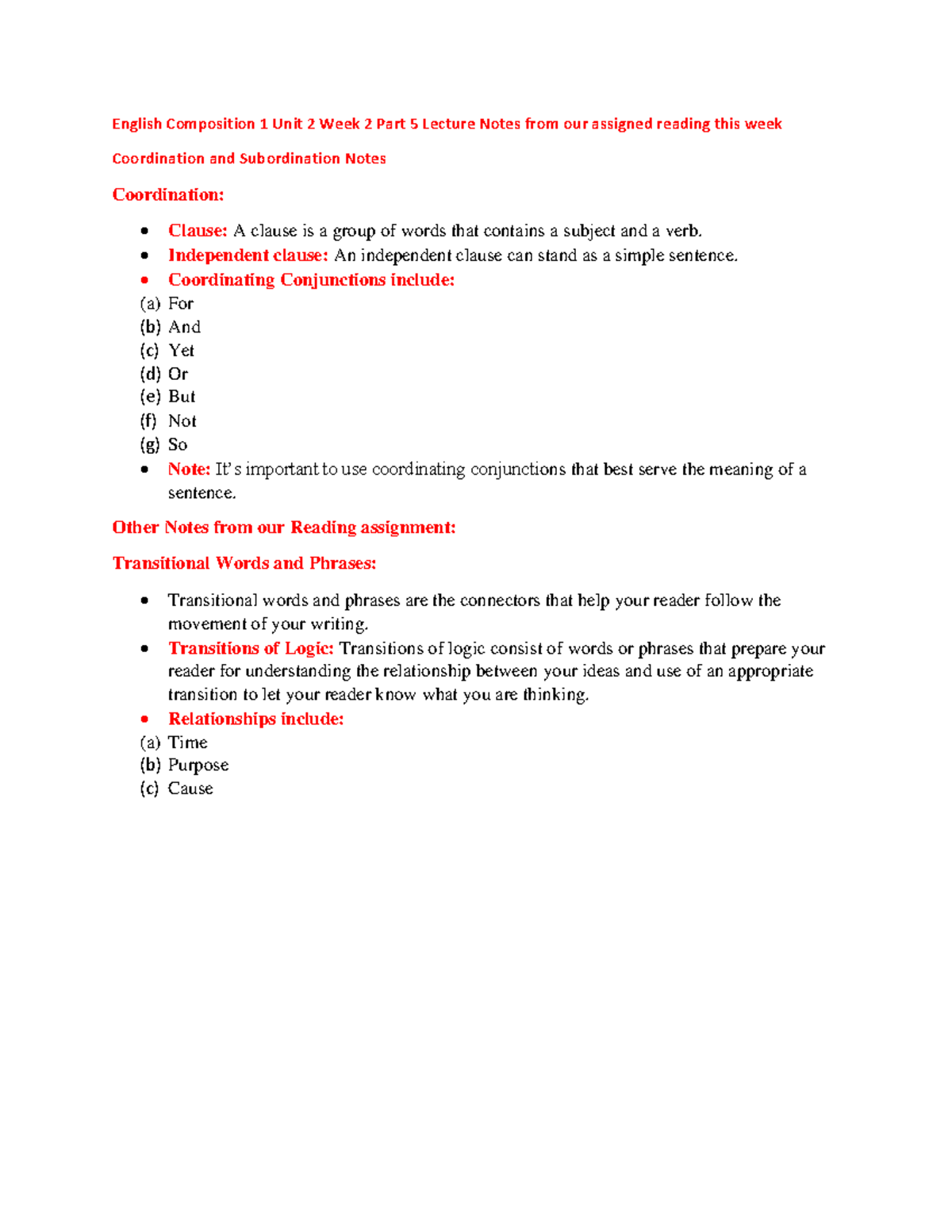 English Composition 1 Unit 2 Week 2 Part 5 Lecture Notes from our ...