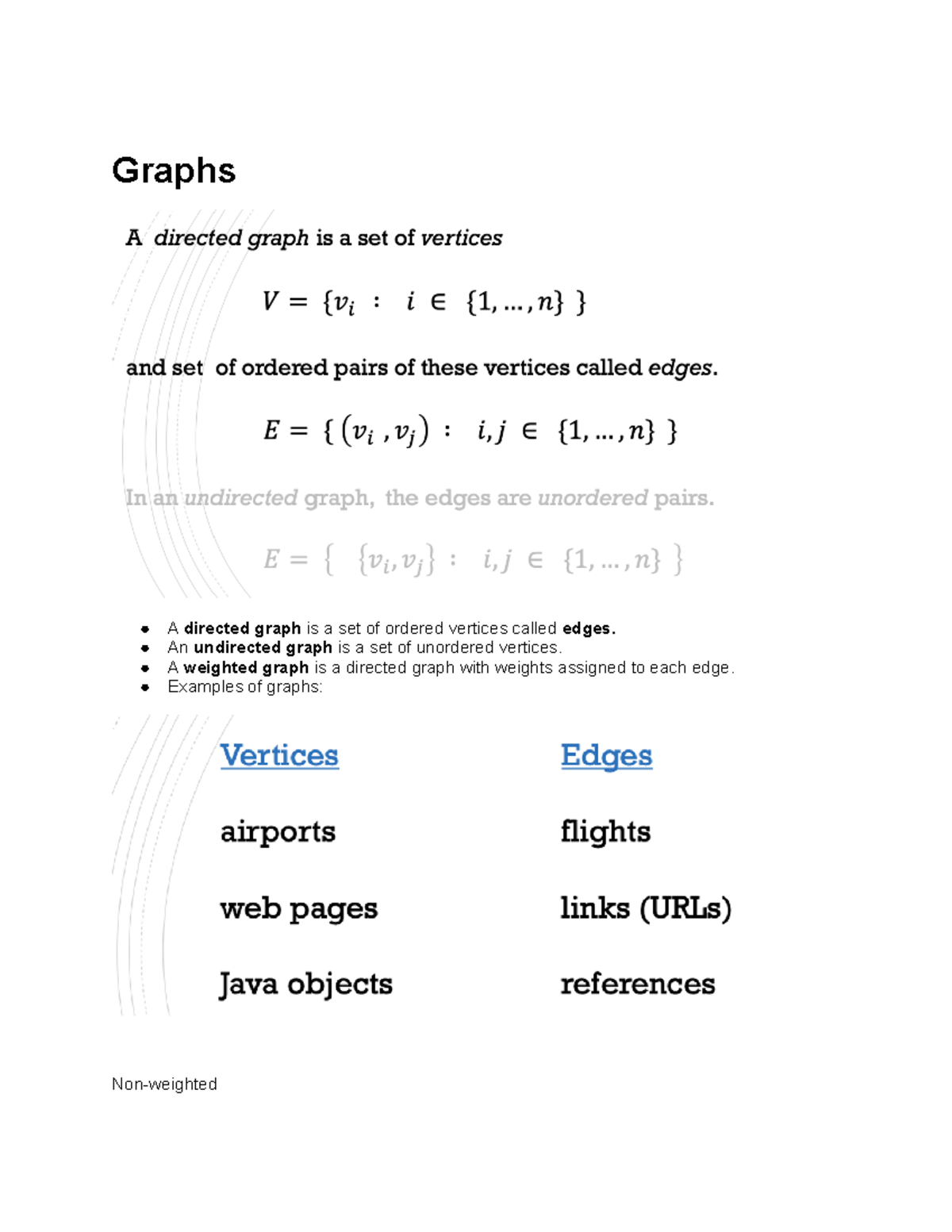 Graphs - dr. jain - Graphs A directed graph is a set of ordered vertices called edges. An - Studocu