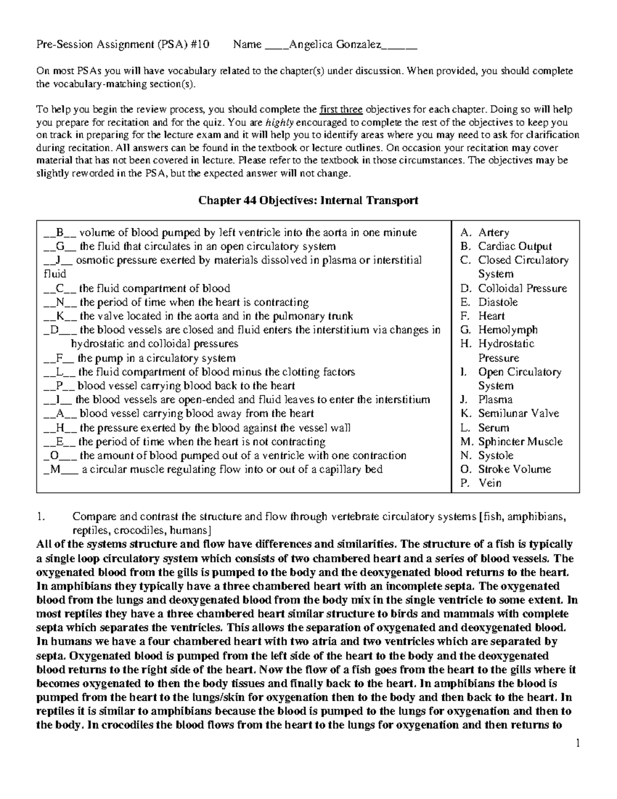 Psa 10 - Pre-Session Assignment (PSA) # 10 Name Angelica Gonzalez__ On ...