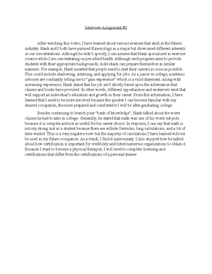 Interview Assignment (Biomechanics) - Interview Assignment It is very ...