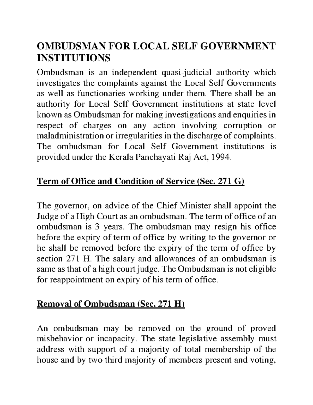 Ombudsman FOR Local SELF Government Institutions - OMBUDSMAN FOR LOCAL ...