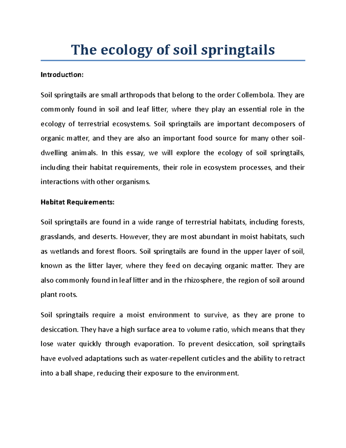 The ecology of soil springtails - The ecology of soil springtails ...
