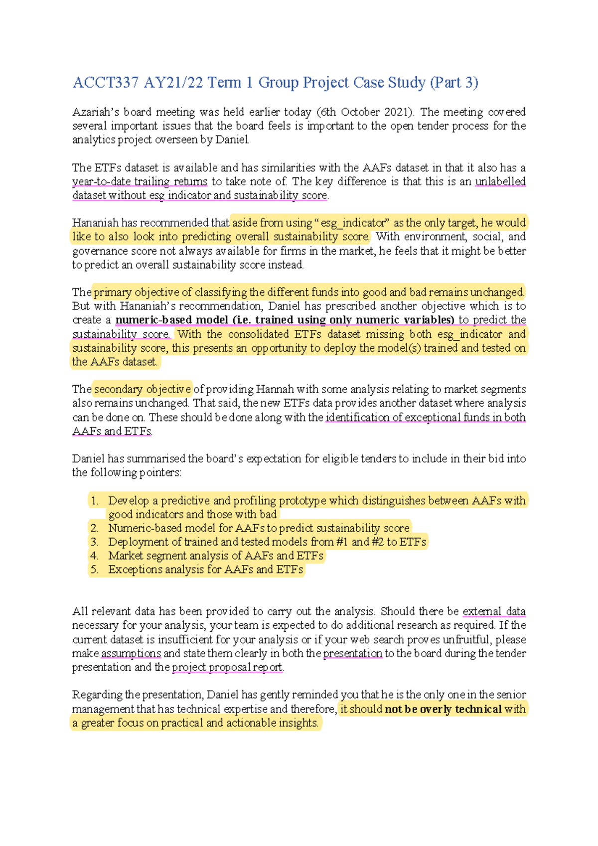 ACCT337 Project Case Study (Part 3) - SMU - Studocu