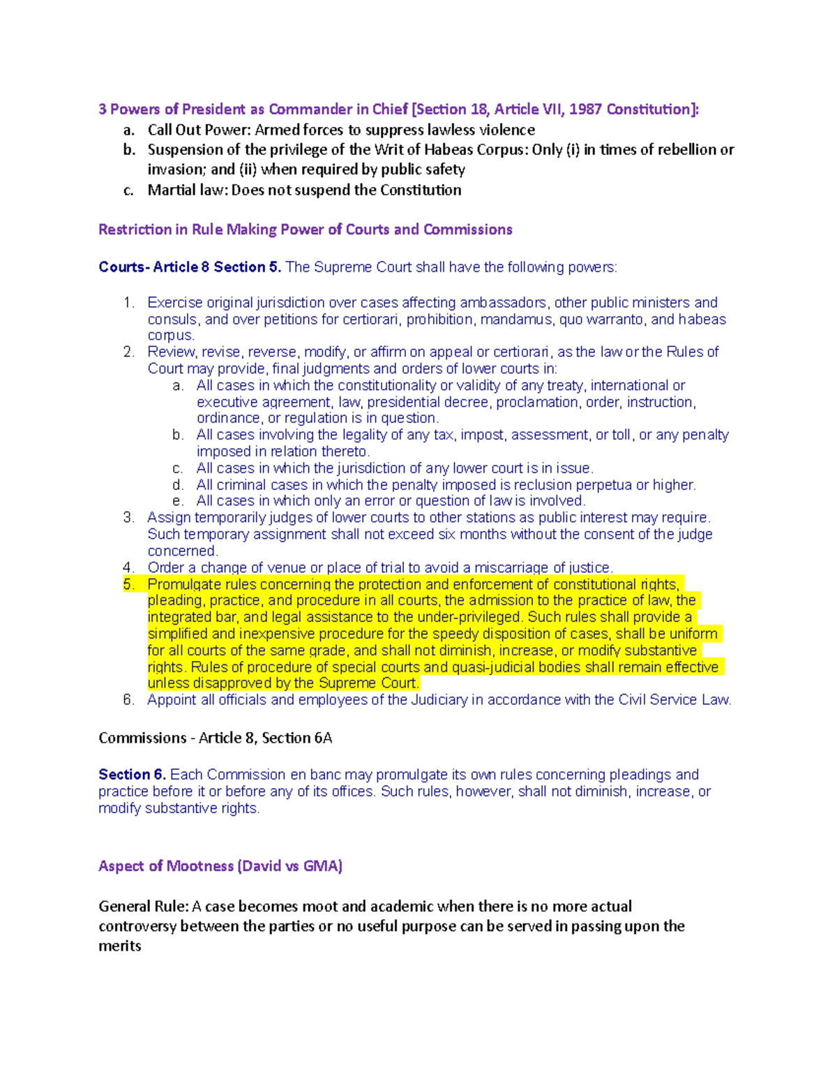 Finals REF Consti - oblicon - 3 Powers of President as Commander in ...