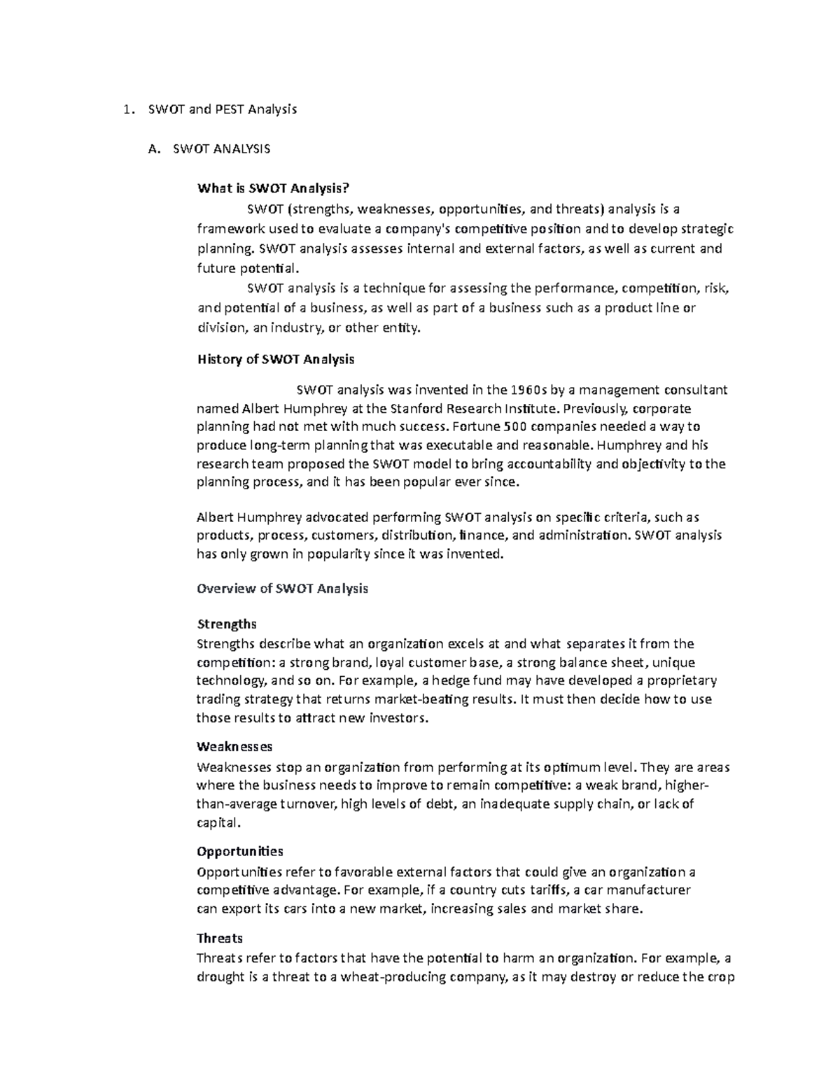 engineering management SWOT and PEST analysis - SWOT and PEST Analysis ...